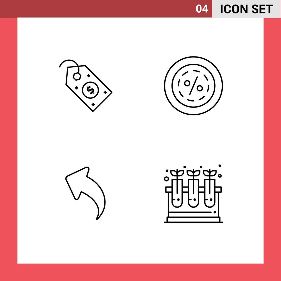 4 User Interface Line Pack Of Modern Signs And Symbols Of Ecommerce Shopping Tag Commerce Left