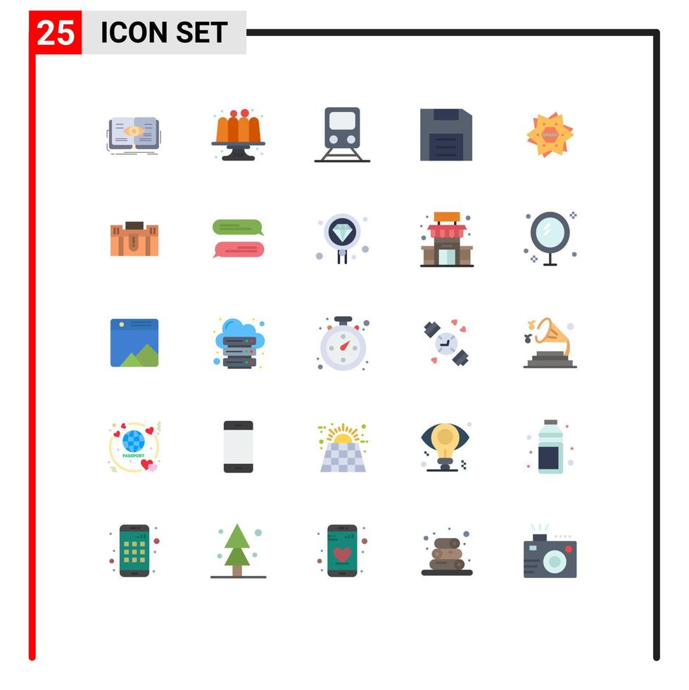 Mobile Interface Flat Color Set Of 25 Pictograms Of Floppy Devices Cakes Computers