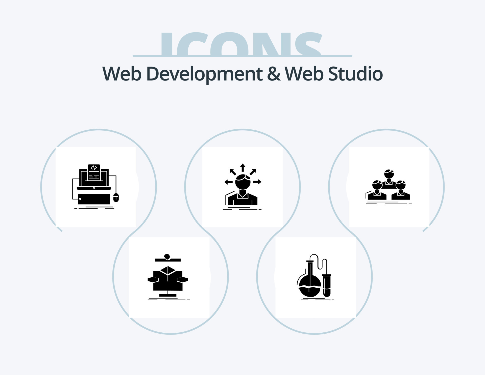 Web Development And Web Studio Glyph Icon Pack 5 Icon Design. options. conversion. research ...
