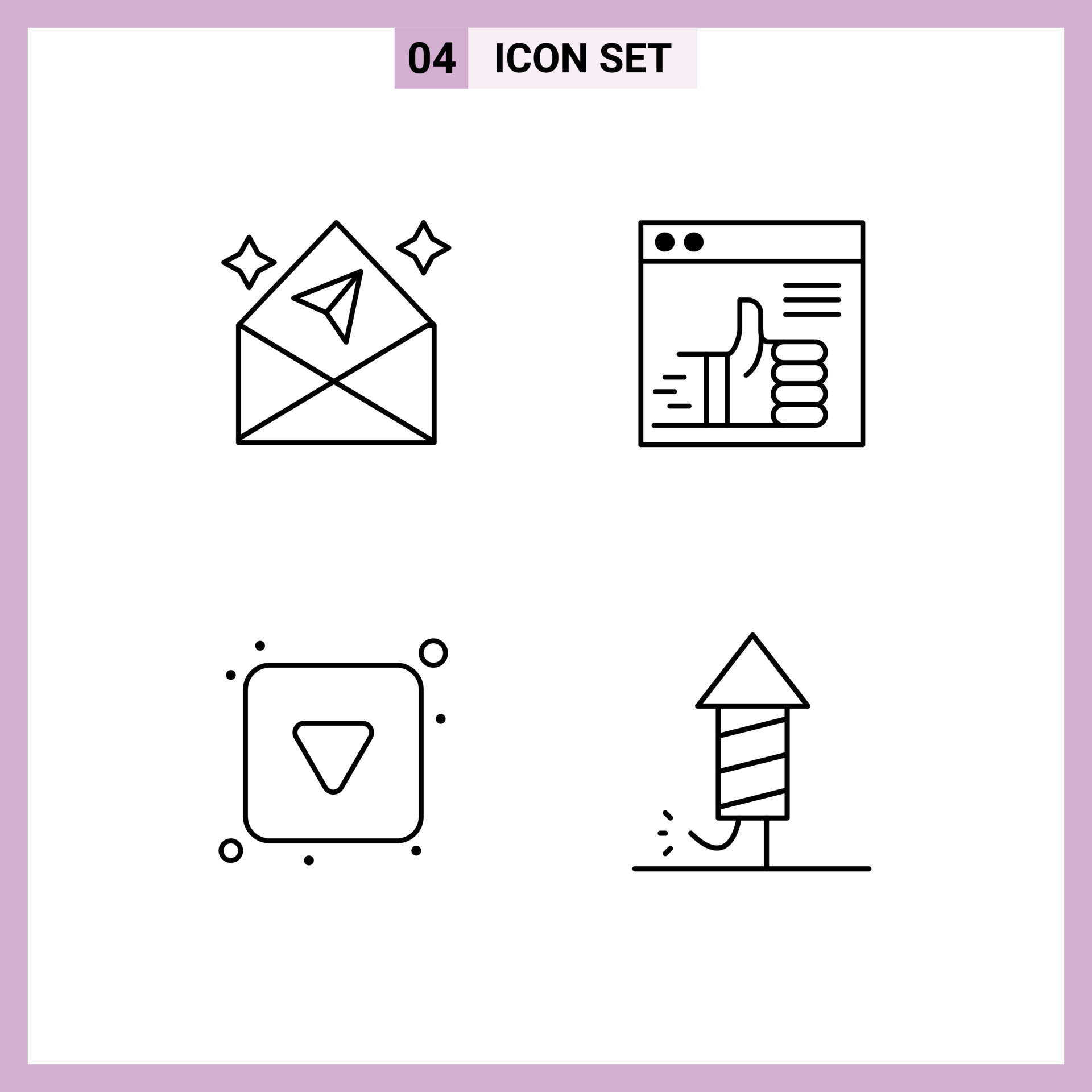 Editable Vector Line Pack of 4 Simple Filledline Flat Colors of arrow play button open up down ...