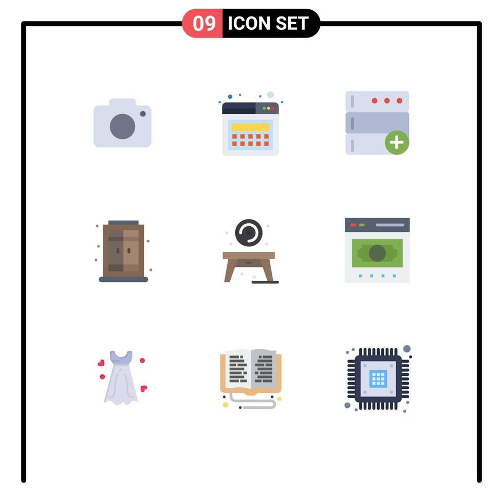 9 User Interface Flat Color Pack of modern Signs and Symbols of ...