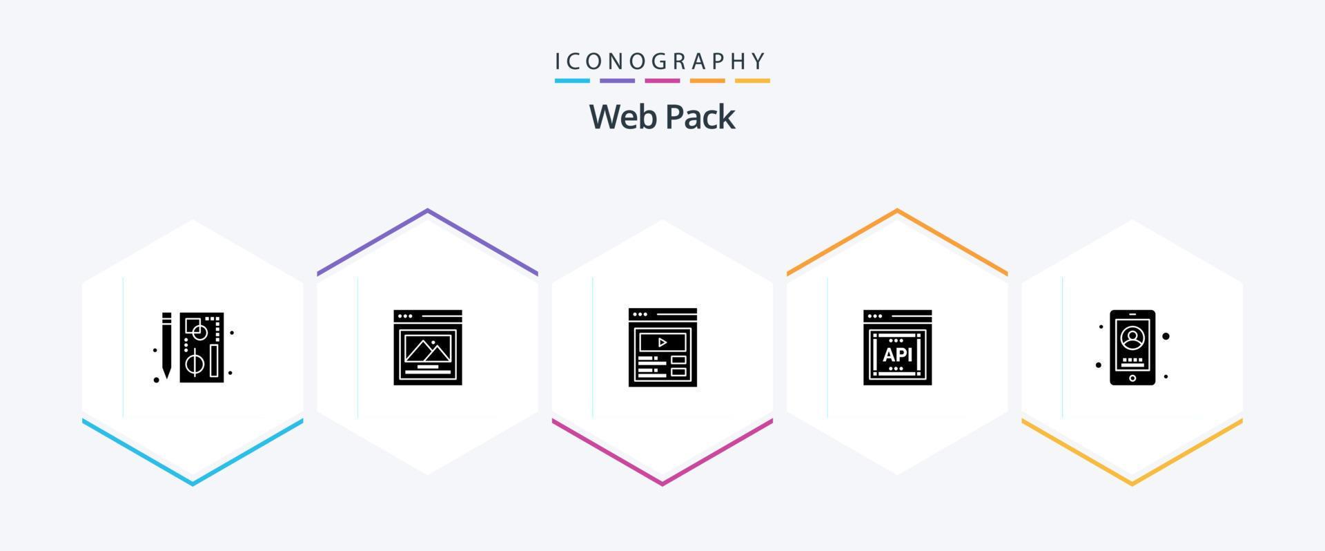 Web Pack 25 Glyph icon pack including mobile. software. custom content. application programmer ...