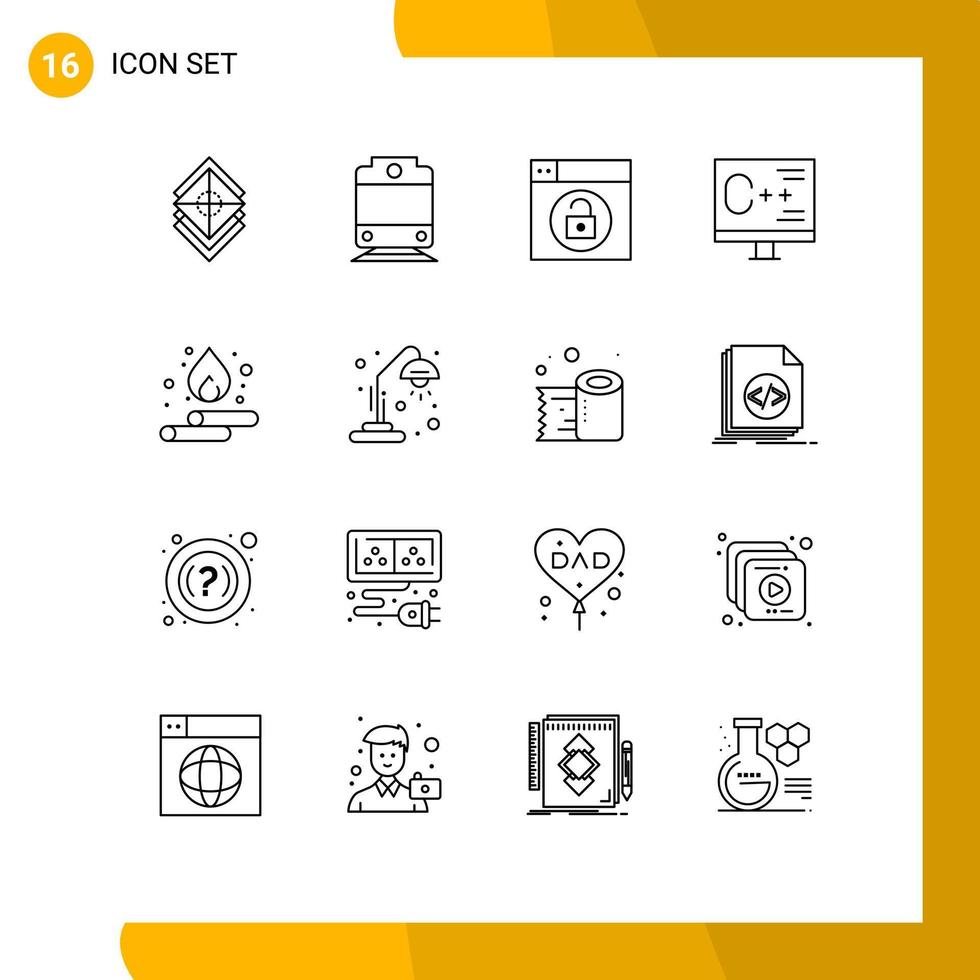 Modern Set Of 16 Outlines Pictograph Of Spring Programming Design