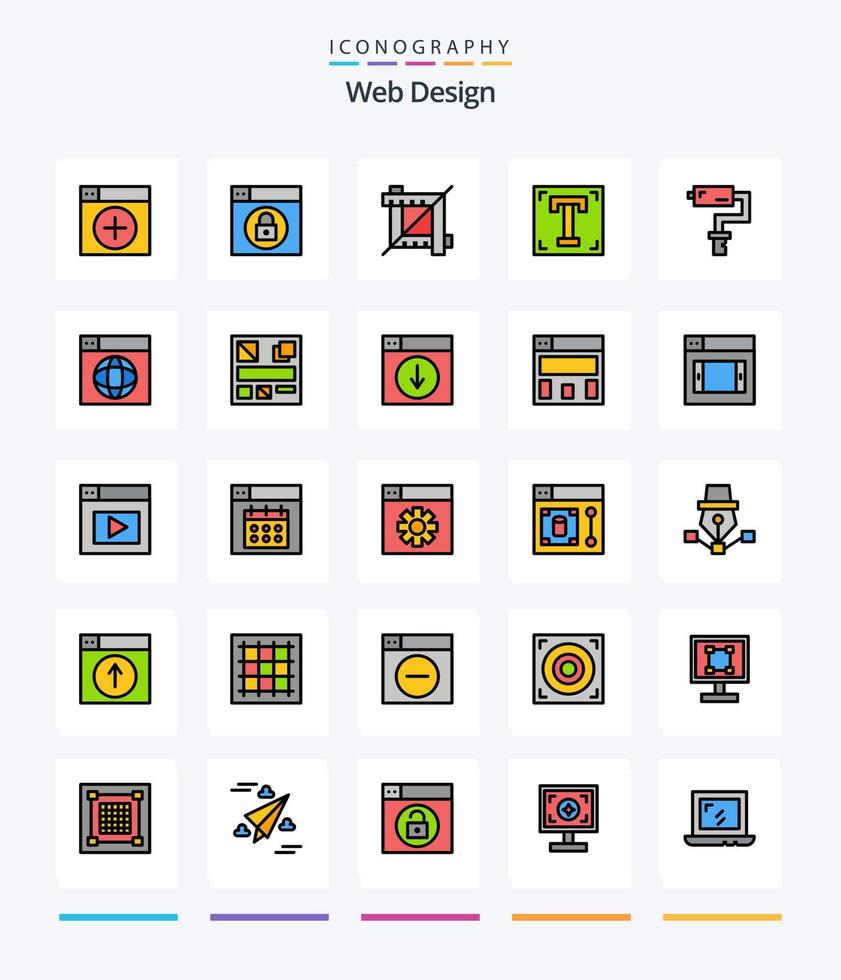 Creative Web Design 25 Line FIlled icon pack Such As brush. text. crop ...