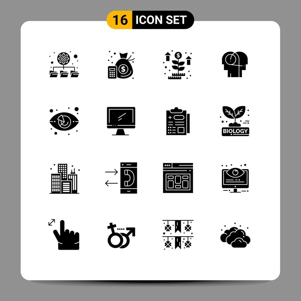 Stock Vector Icon Pack of 16 Line Signs and Symbols for market chart ...