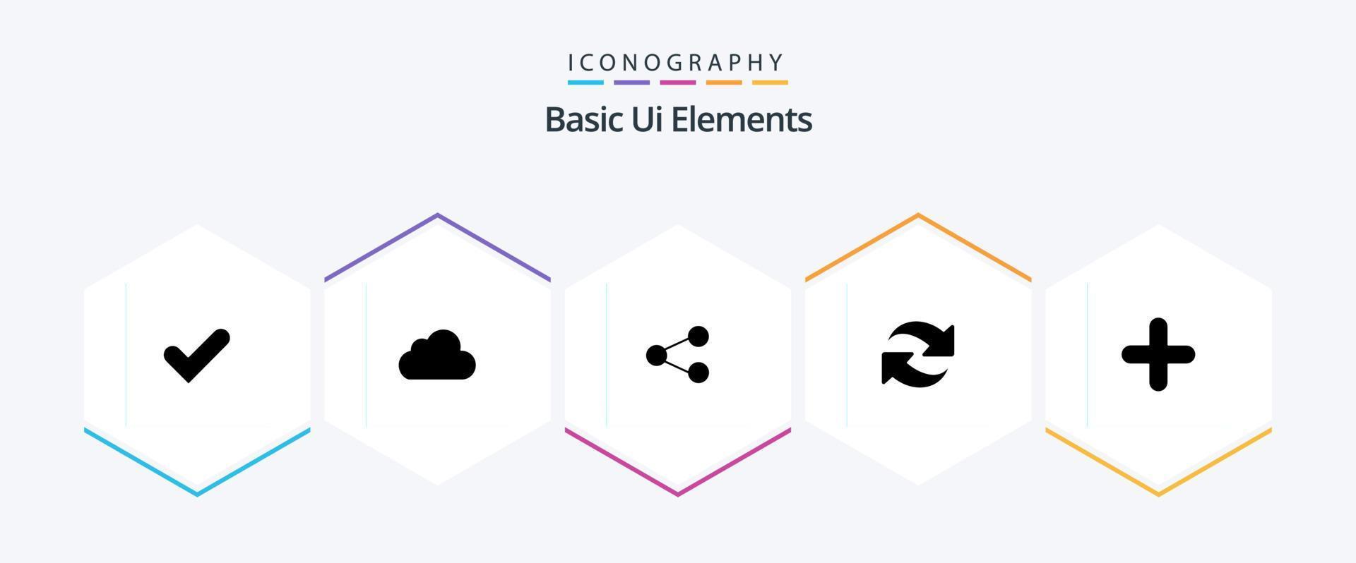Basic Ui Elements 25 Glyph icon pack including new. repeat. media. rotate. refresh 19292389 ...