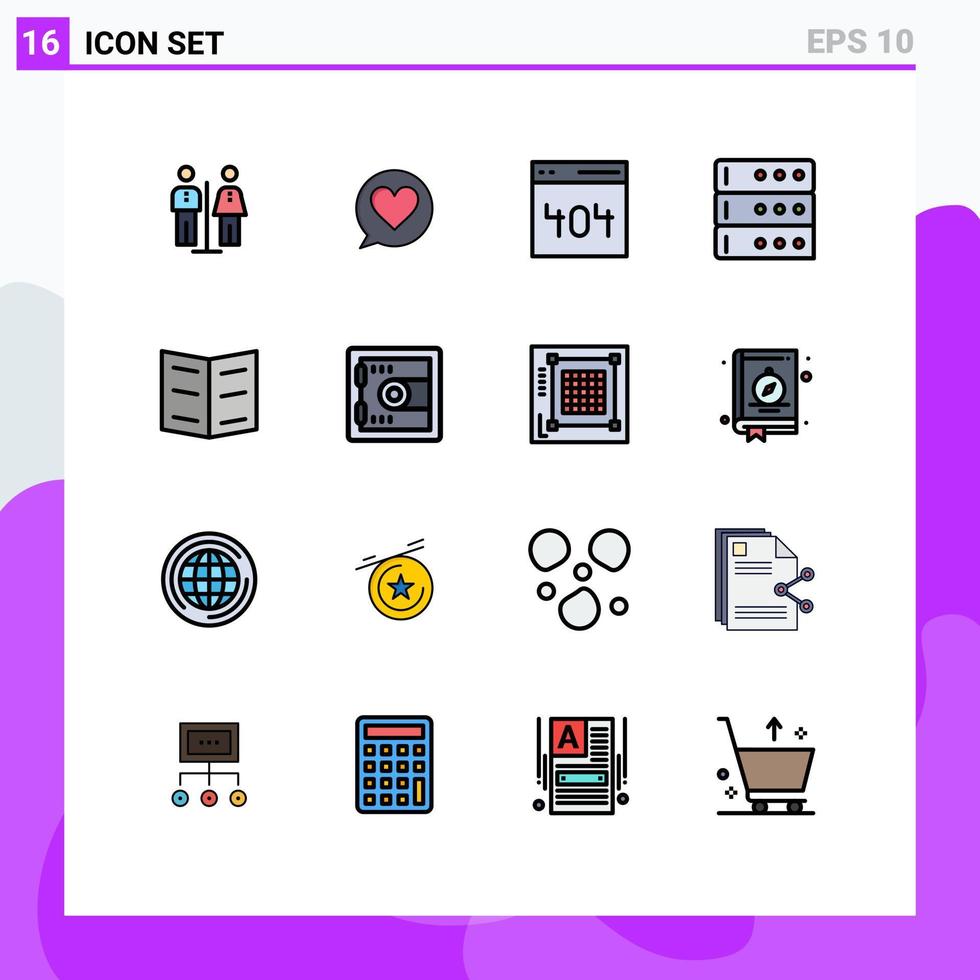 User Interface Pack Of 16 Basic Flat Color Filled Lines Of Locker