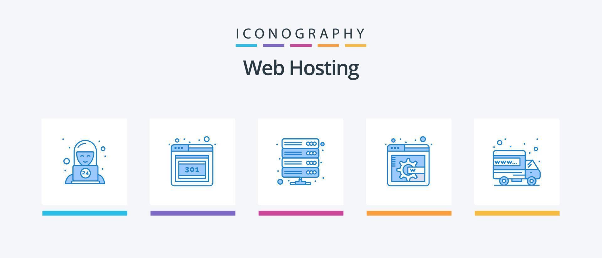 Web Hosting Blue 5 Icon Pack Including Domain International Database Hosting Display Page