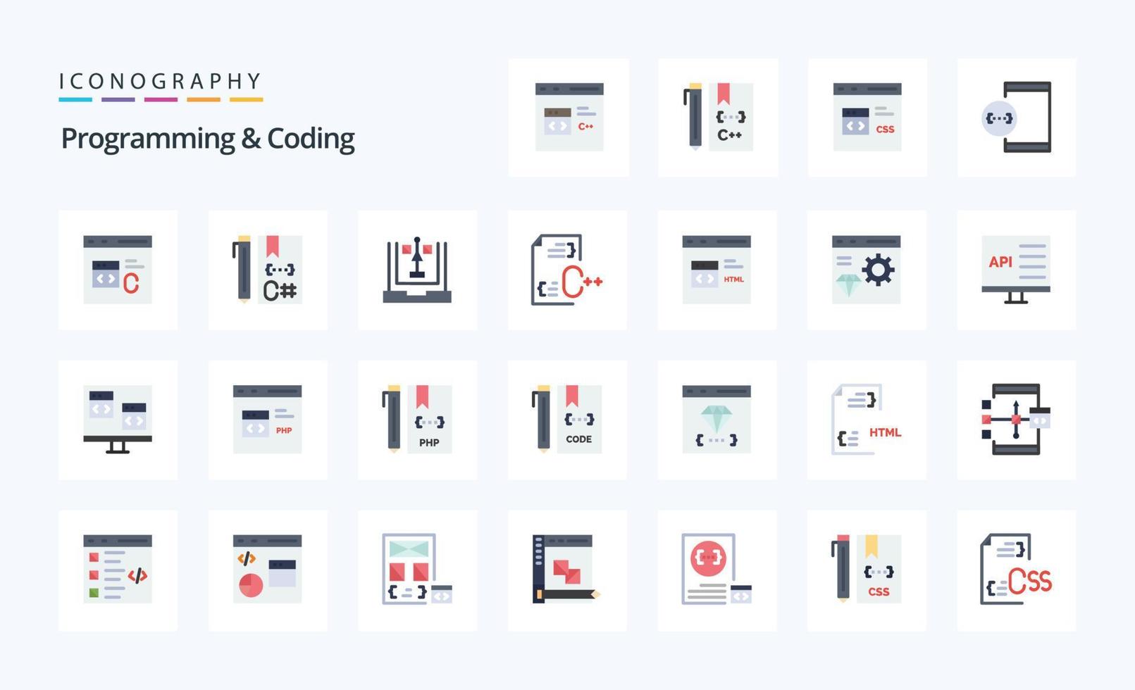 25 Programming And Coding Flat Color Icon Pack 19293815 Vector Art At