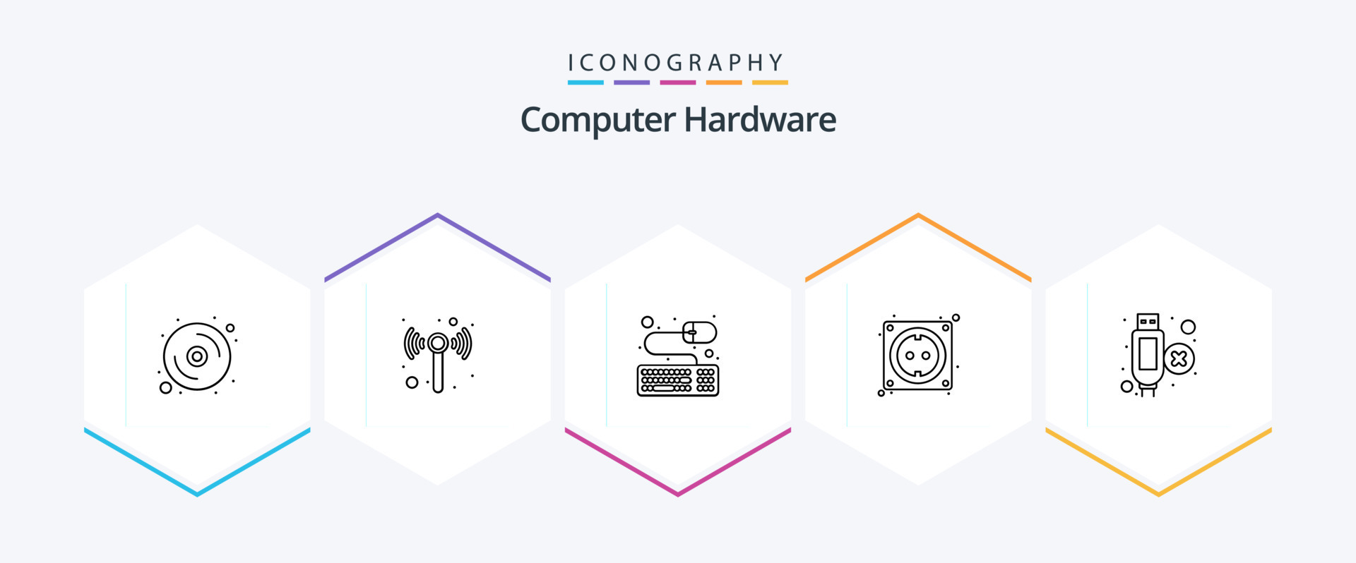 Computer Hardware 25 Line icon pack including . extension. keyboard ...