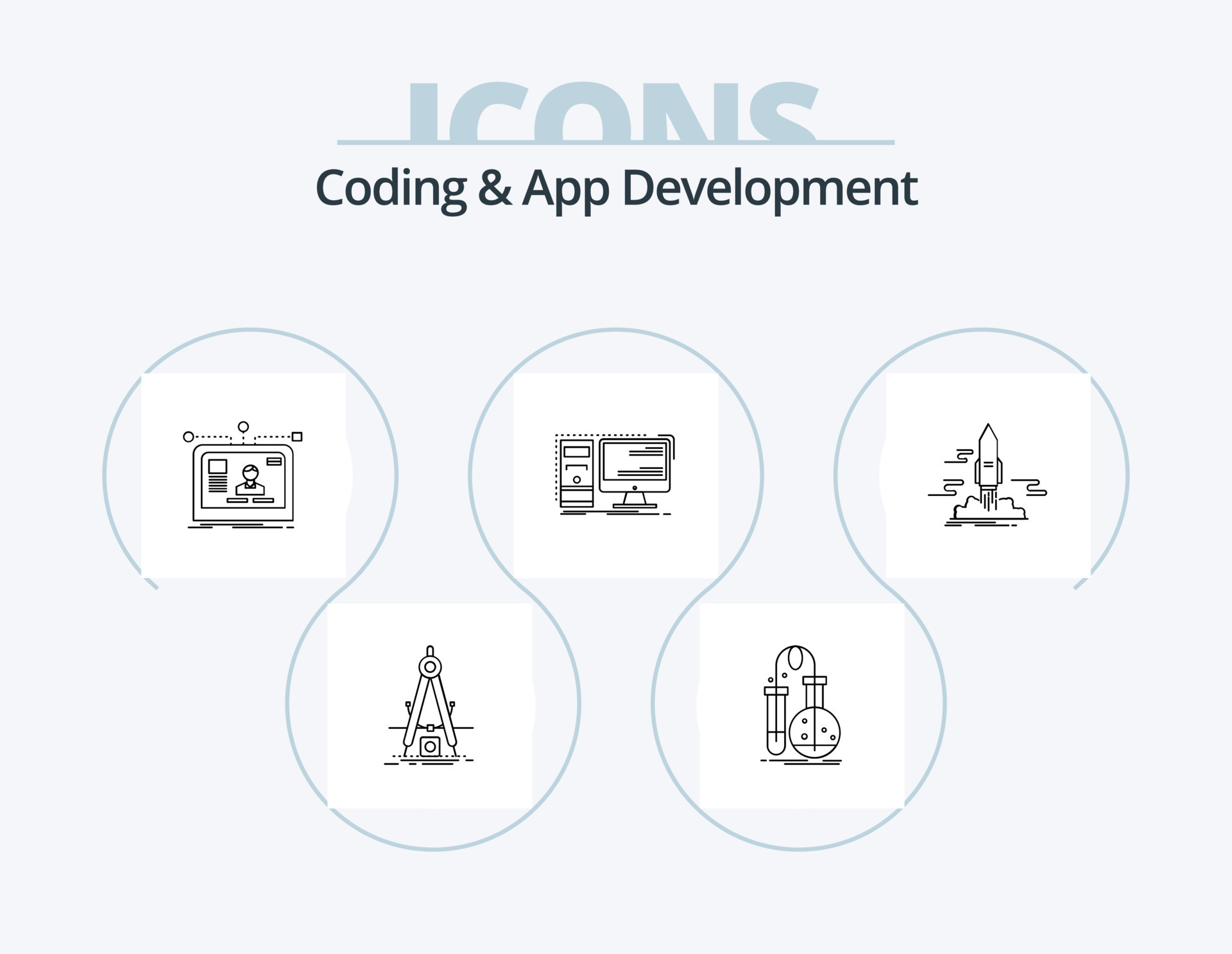 Coding And App Development Line Icon Pack 5 Icon Design App Service