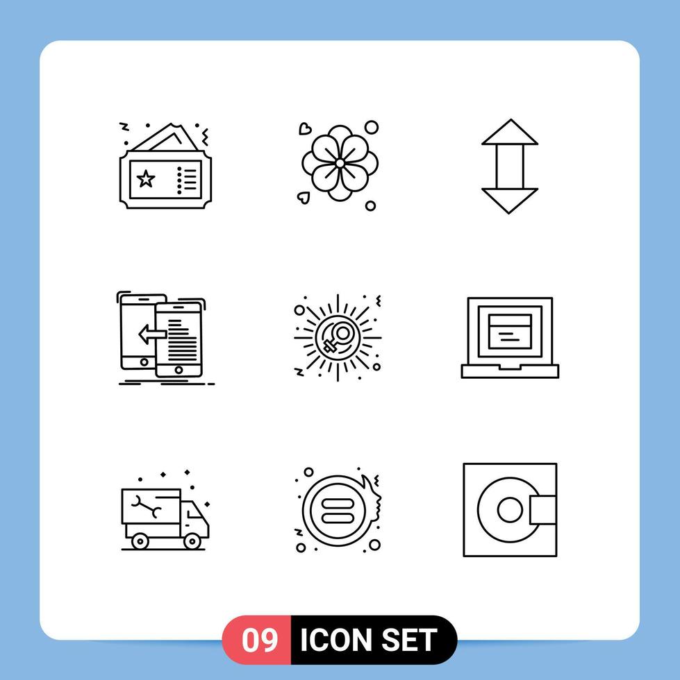 Pictogram Set Of 9 Simple Outlines Of Sex Management Arrow Mobile Data