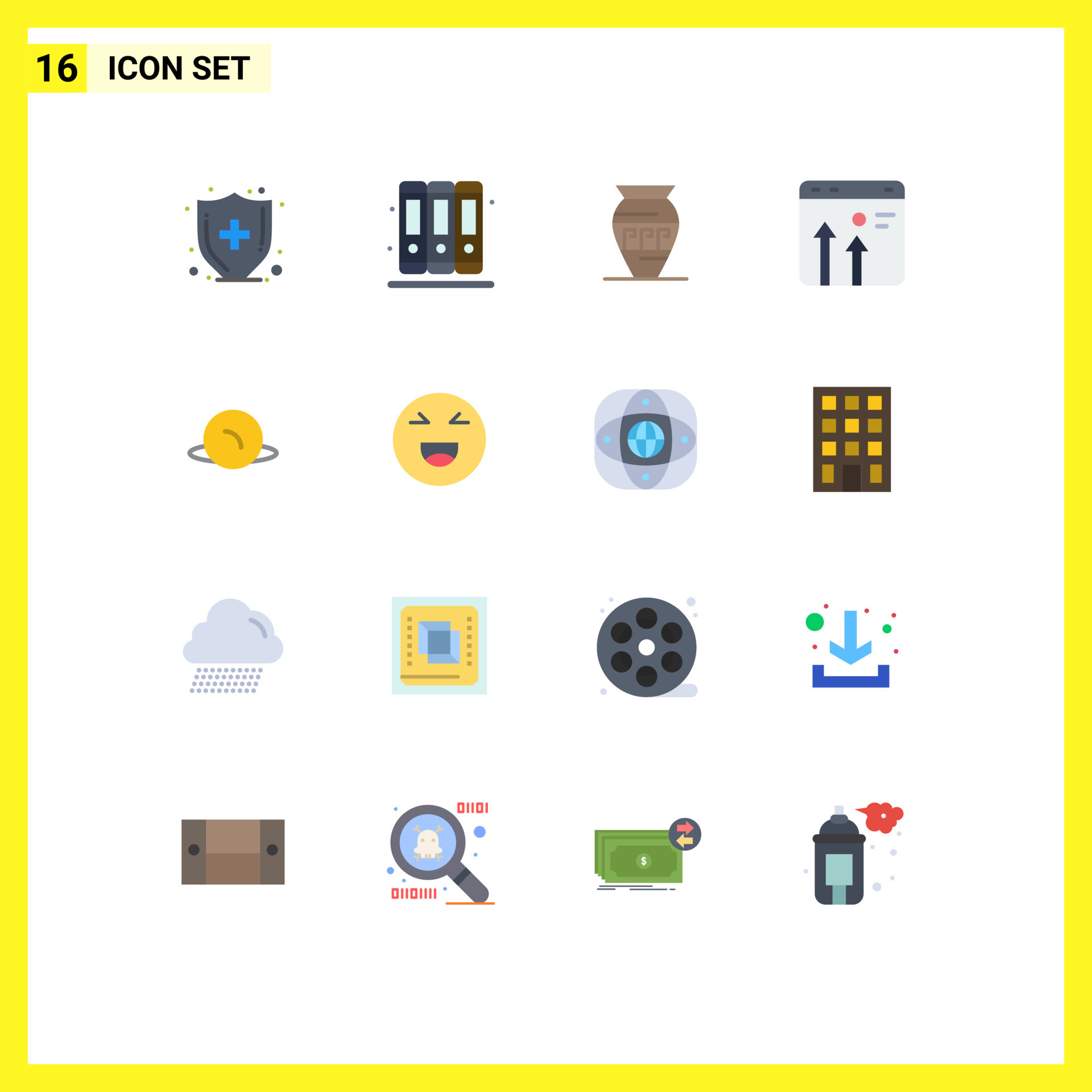 16 Universal Flat Colors Set For Web And Mobile Applications Map Growth Emoji Economy Browser