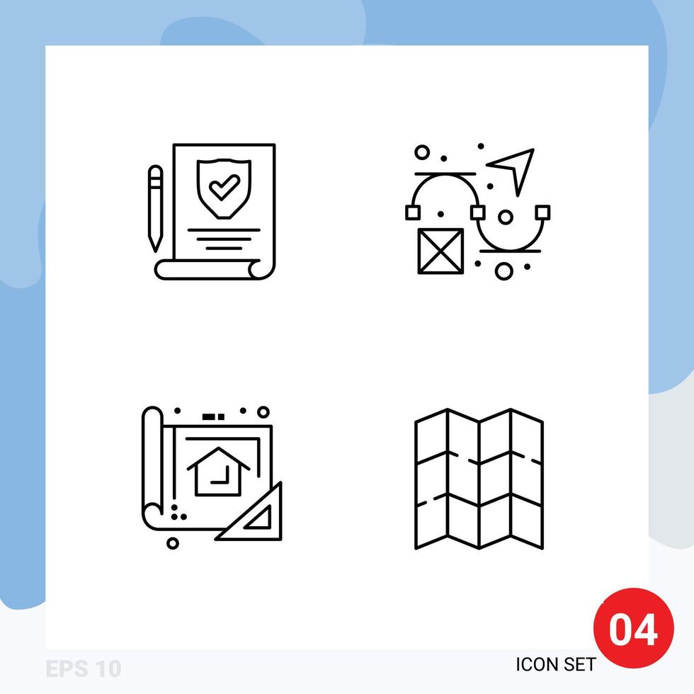 4 Universal Filledline Flat Colors Set For Web And Mobile Applications Insurance Planning