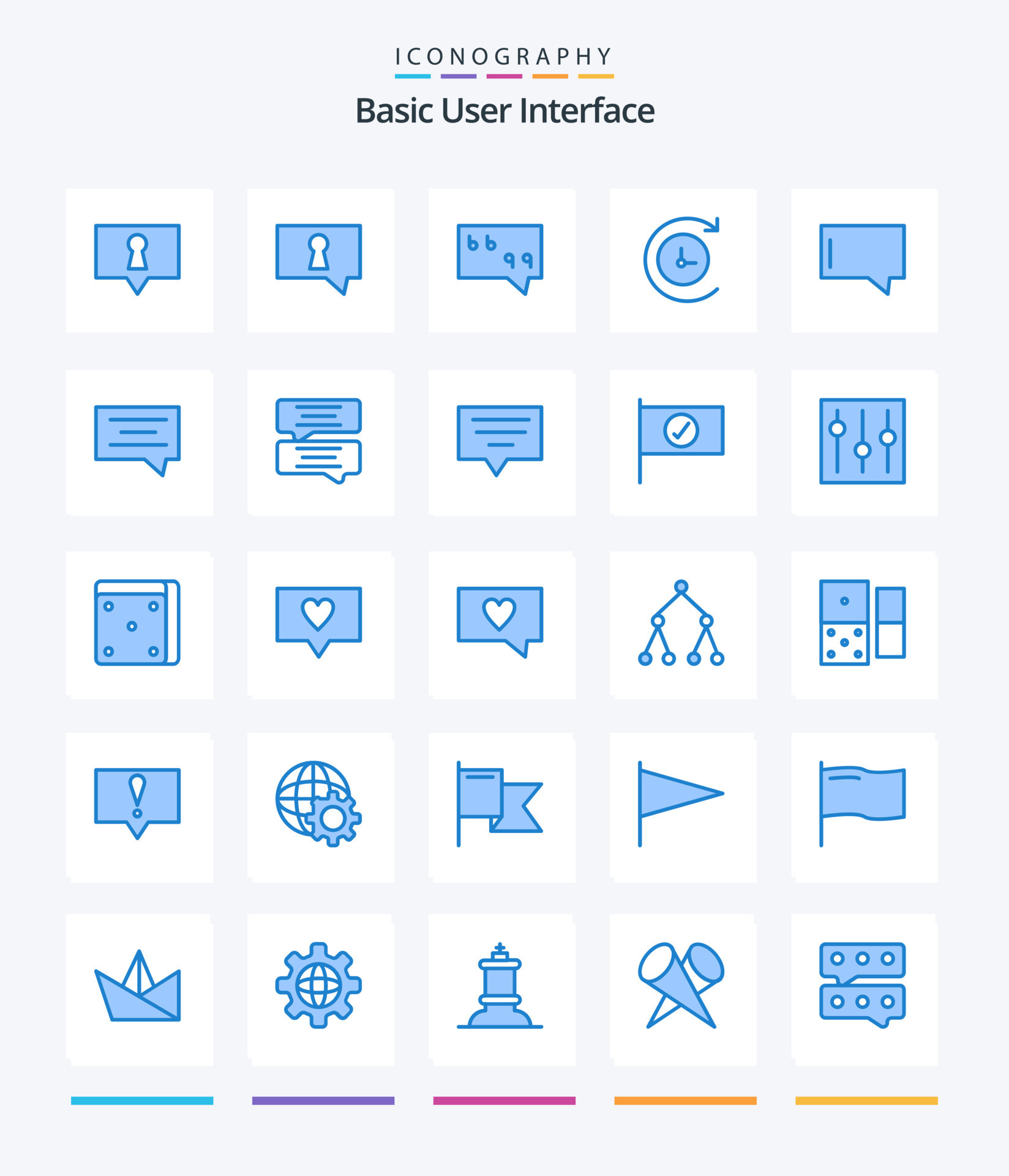 Creative Basic 25 Blue icon pack Such As setting. elements. bubble ...