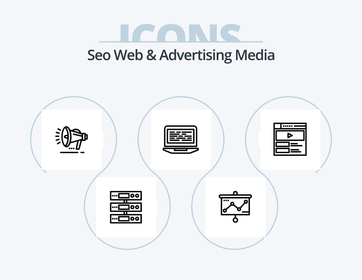 Seo Web And Advertising Media Line Icon Pack 5 Icon Design. computer ...