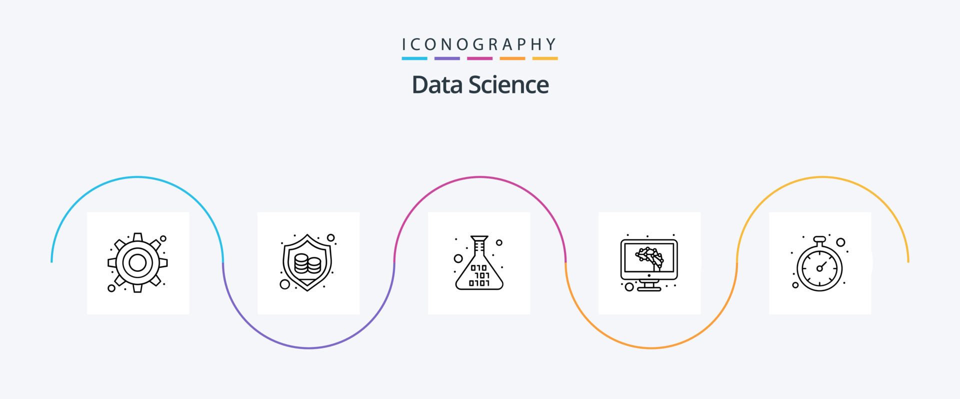 Data Science Line 5 Icon Pack Including time. clock. binary. computer. artificial intelligence ...