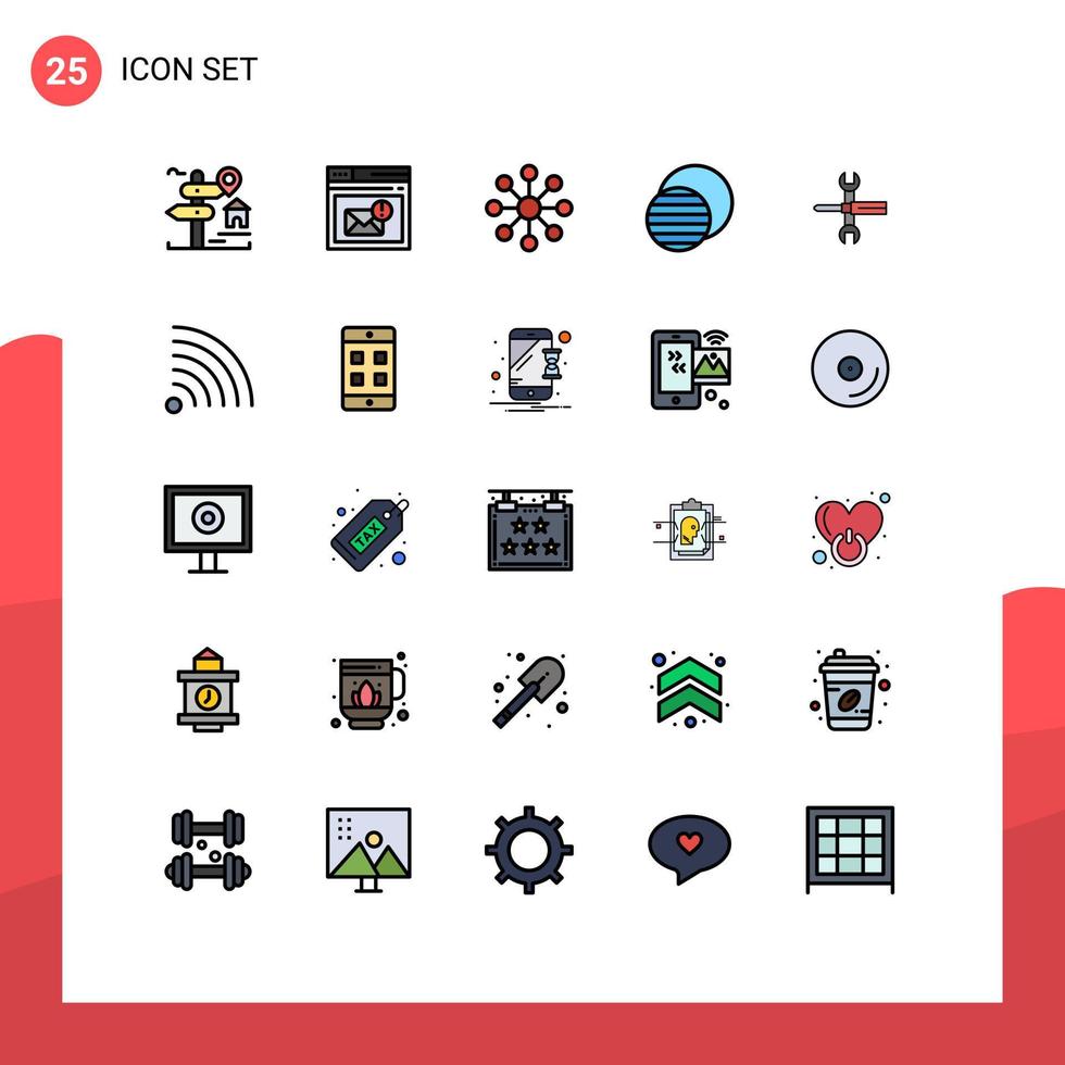 Pictogram Set Of 25 Simple Filled Line Flat Colors Of Settings Space Page Science Organization