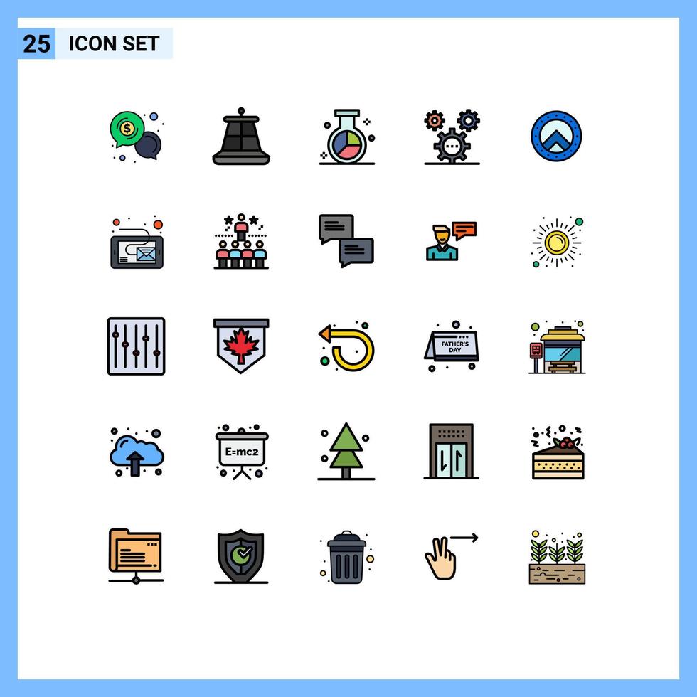 Mobile Interface Filled Line Flat Color Set Of 25 Pictograms Of