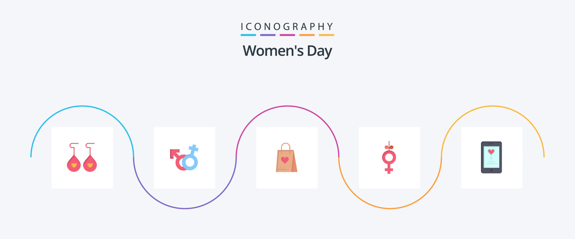 Womens Day Flat 5 Icon Pack Including Women T Male Love Day