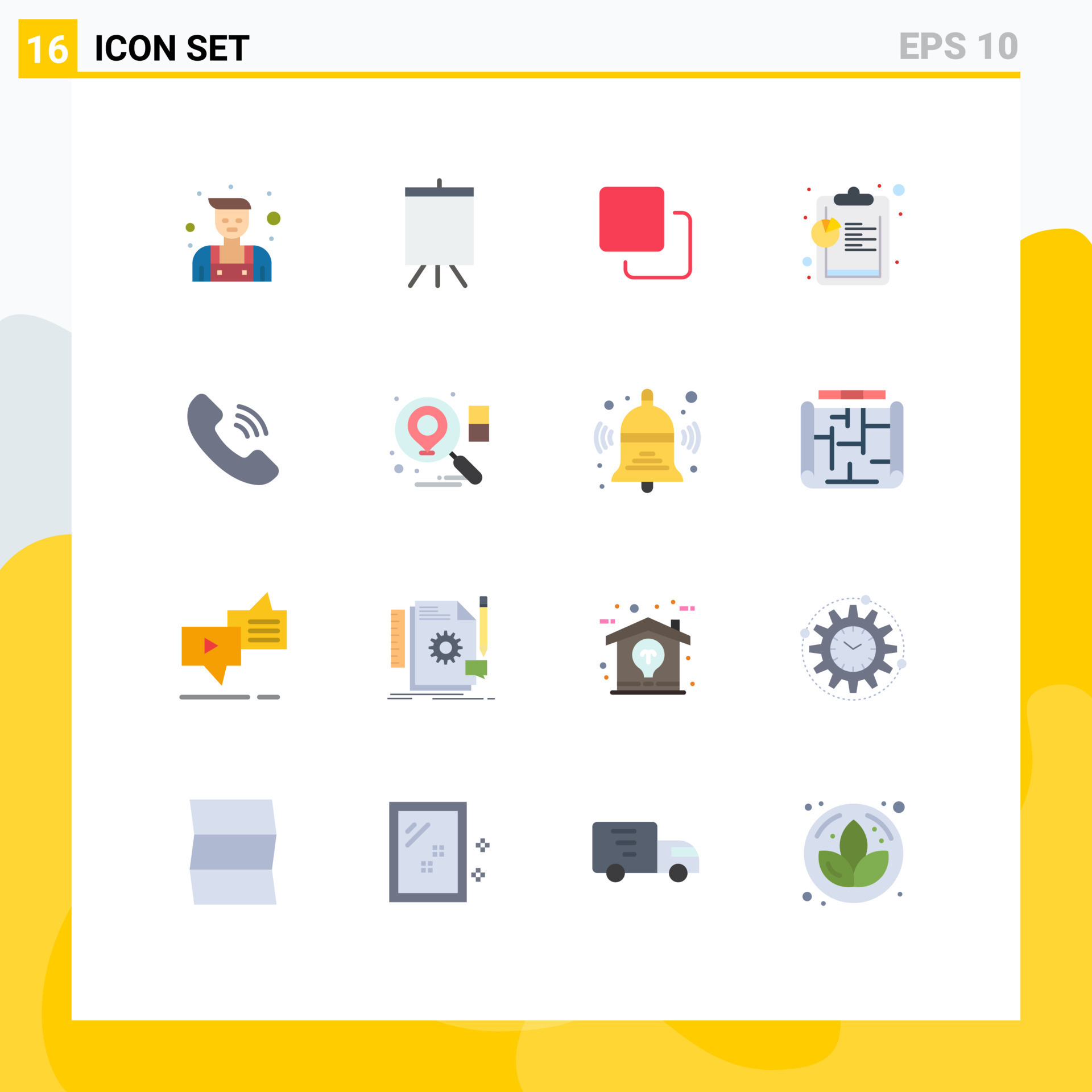 Set of 16 Modern UI Icons Symbols Signs for search phone quadruple communication data Editable ...