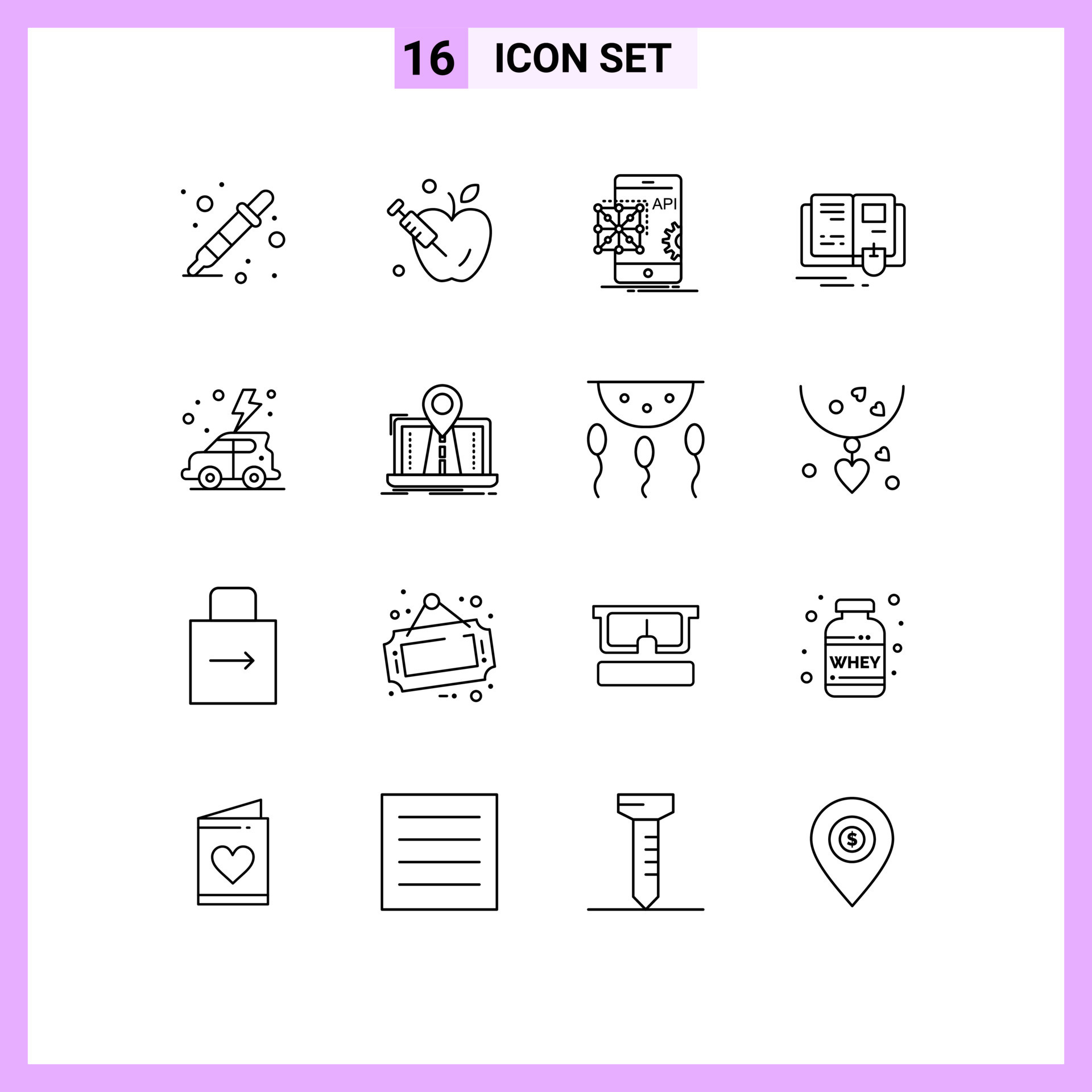 Set Of 16 Modern Ui Icons Symbols Signs For Day Mouse Application☺️