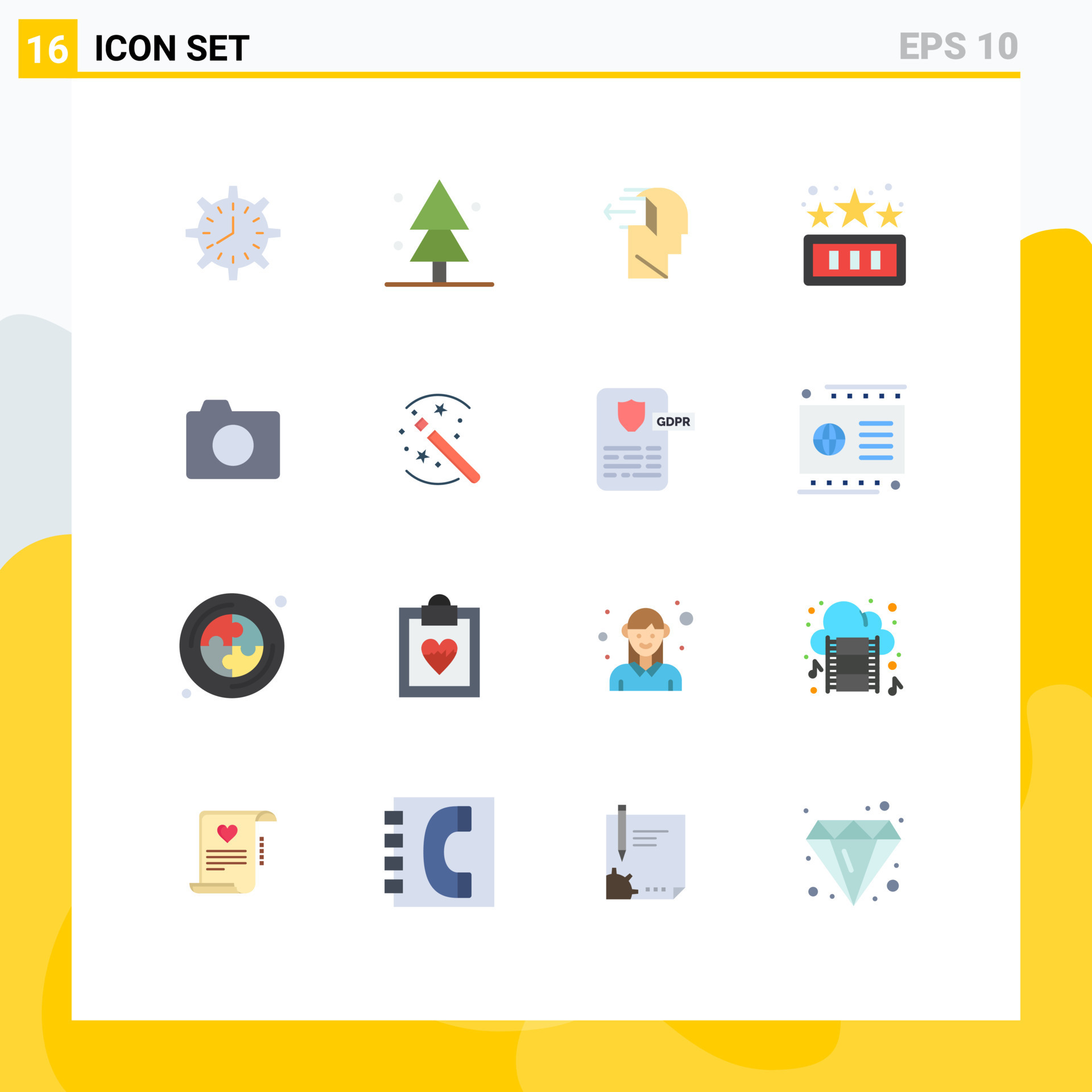 Pictogram Set Of 16 Simple Flat Colors Of Fun Release Nature Out Mind Editable Pack Of Creative