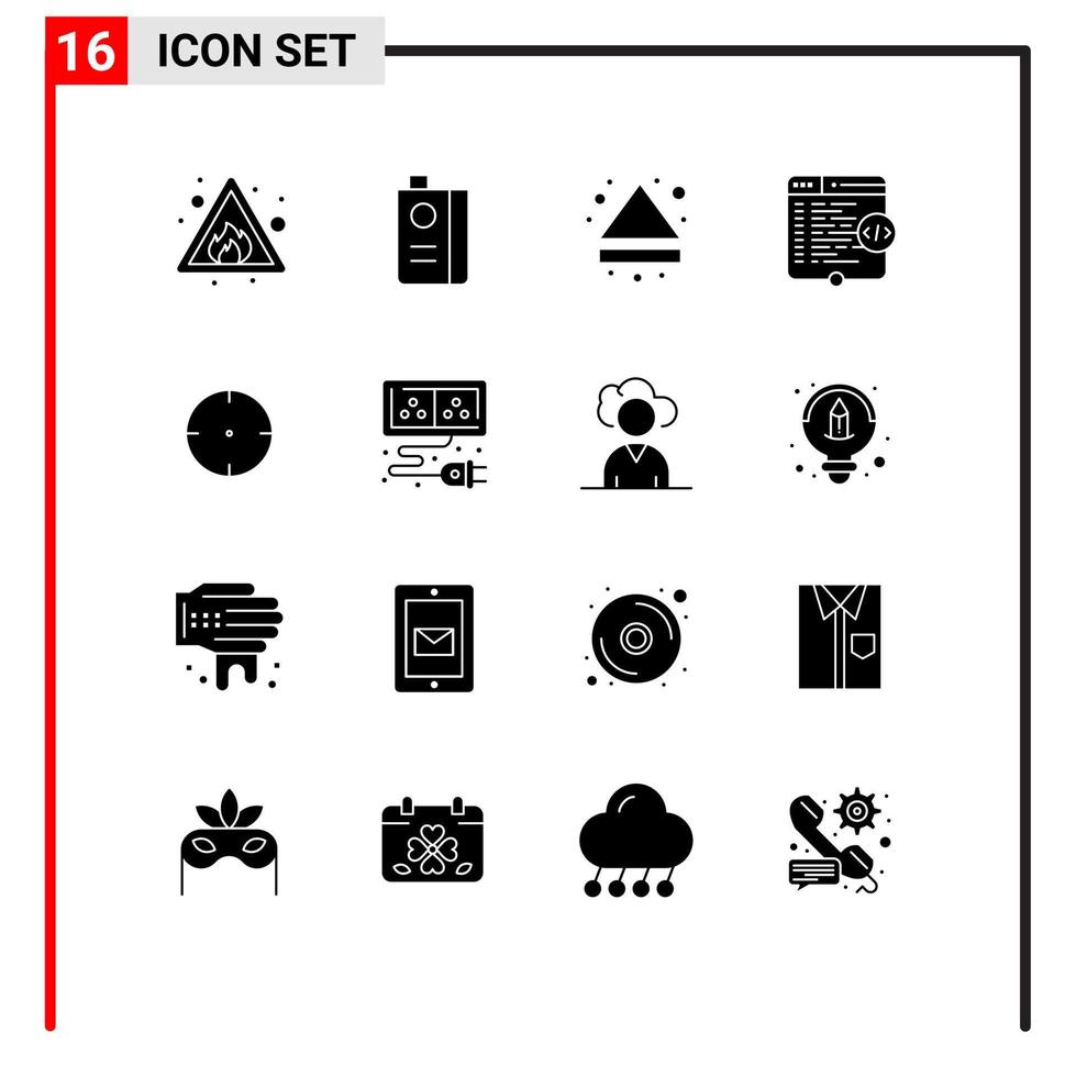 16 Thematic Vector Solid Glyphs And Editable Symbols Of Coding Website Fruit Juice Html Down