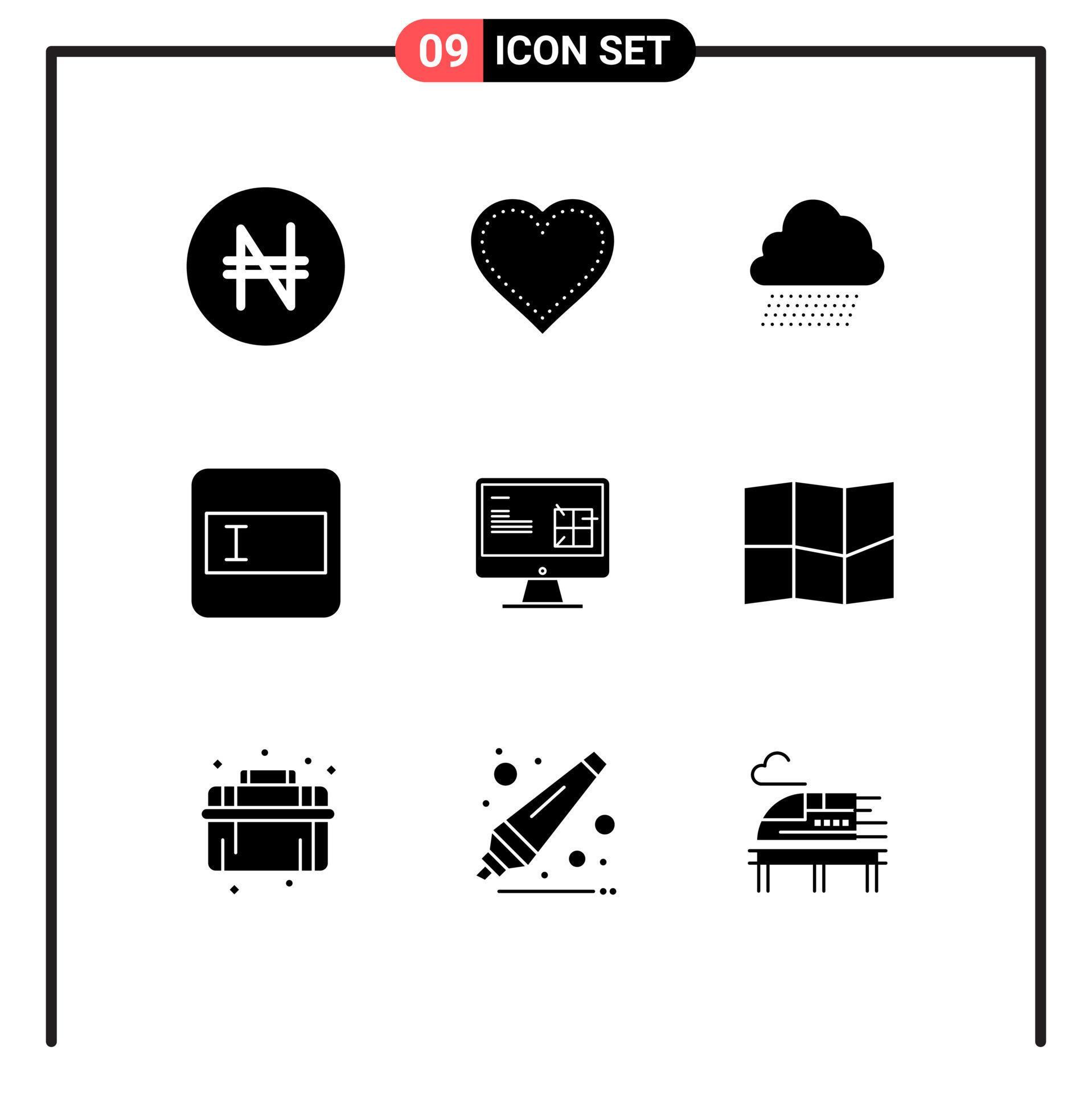 9 Thematic Vector Solid Glyphs and Editable Symbols of repair computer ...