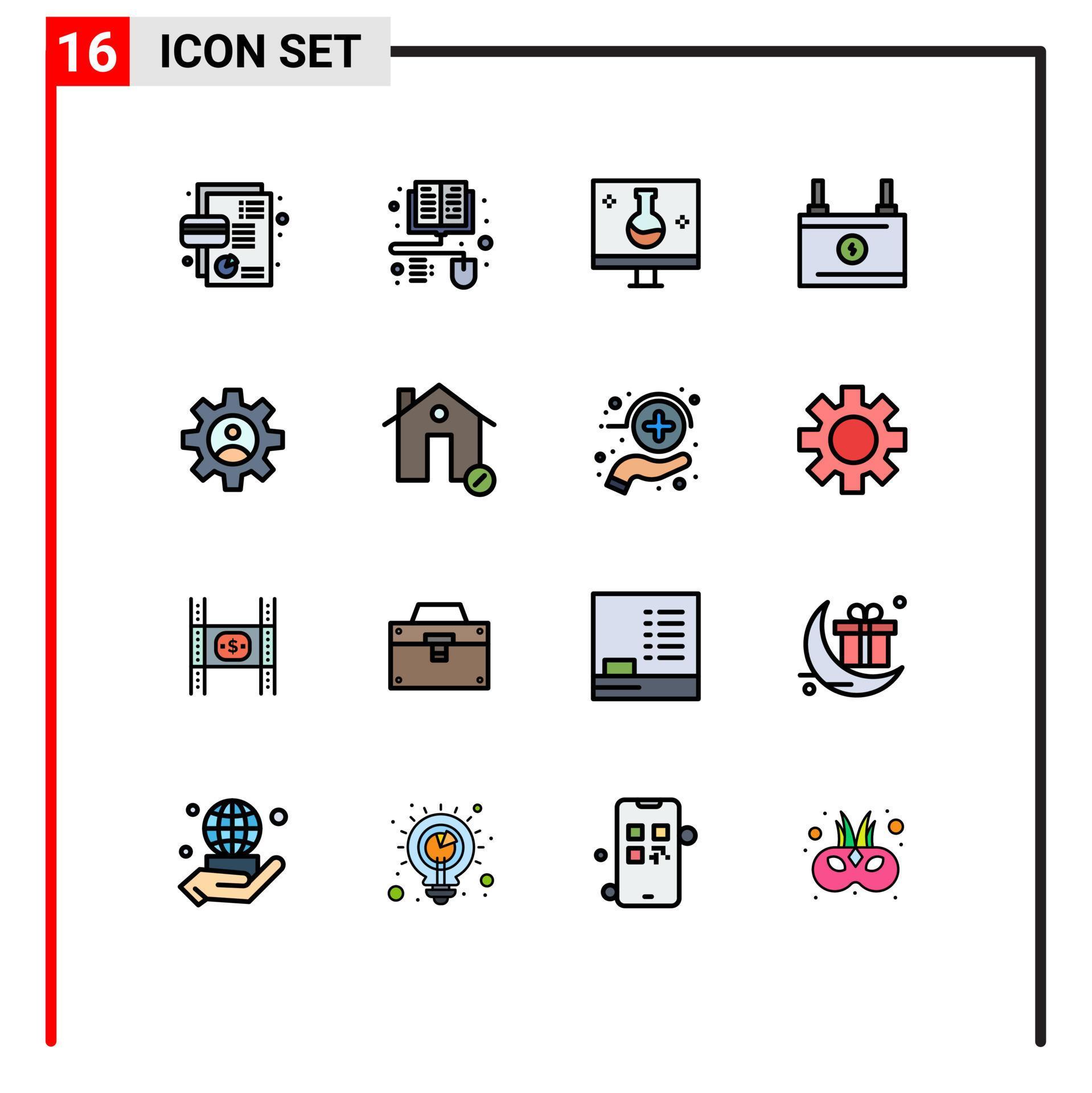 Stock Vector Icon Pack of 16 Line Signs and Symbols for gear energy ...