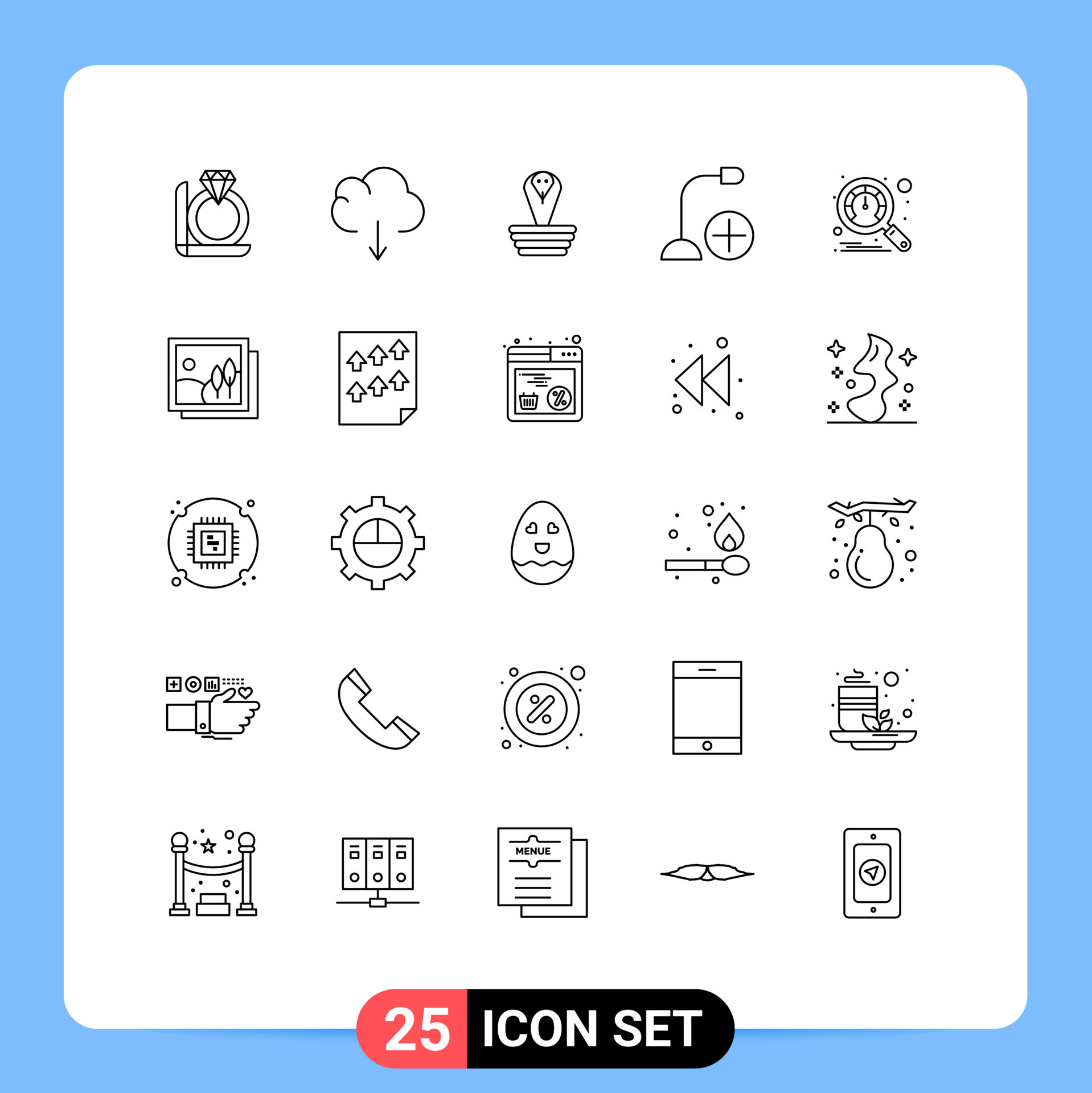 Set Of 25 Modern Ui Icons Symbols Signs For Performance Hardware Cobra Gadget Computers Editable