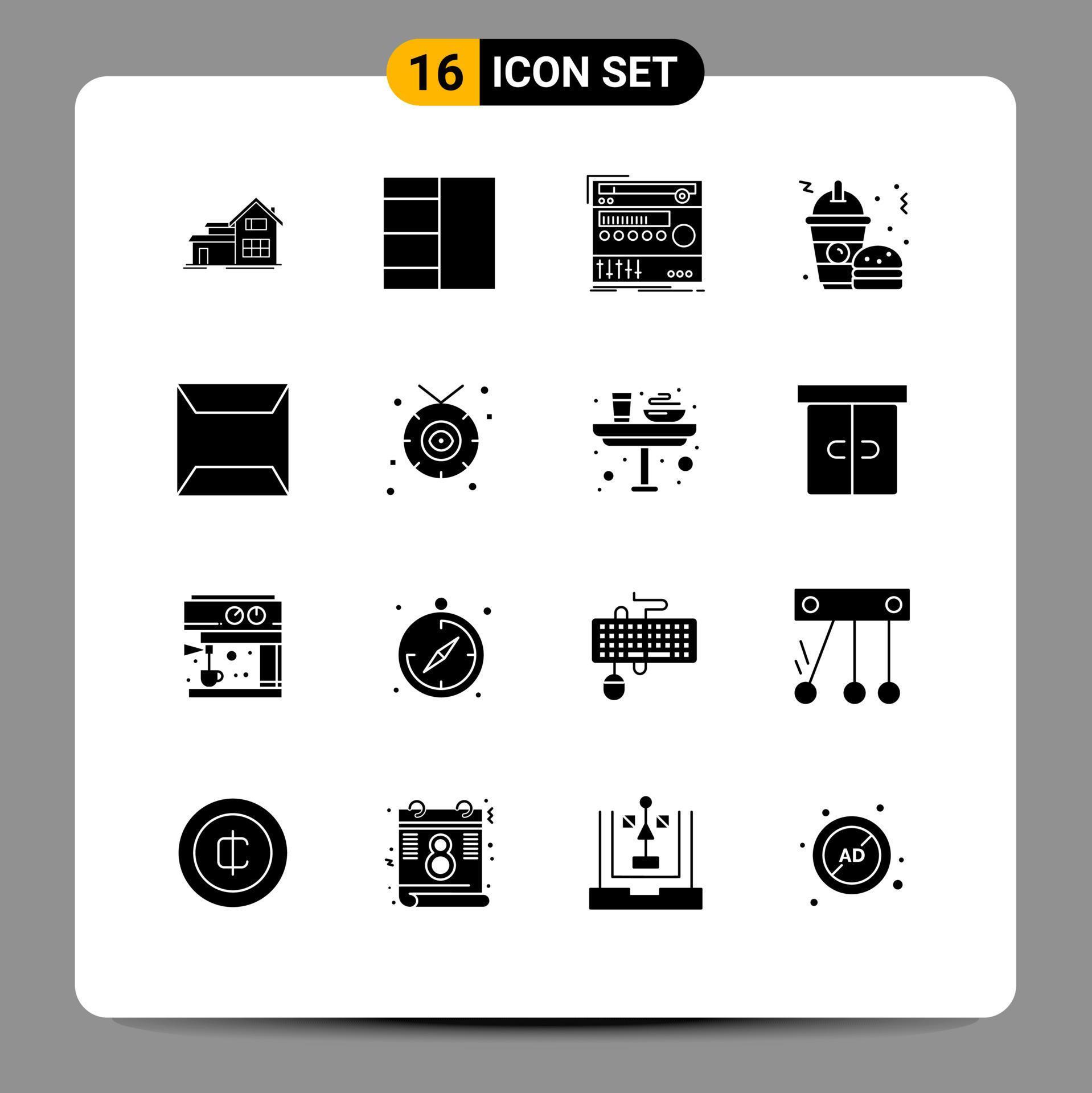 16 User Interface Solid Glyph Pack of modern Signs and Symbols of ...