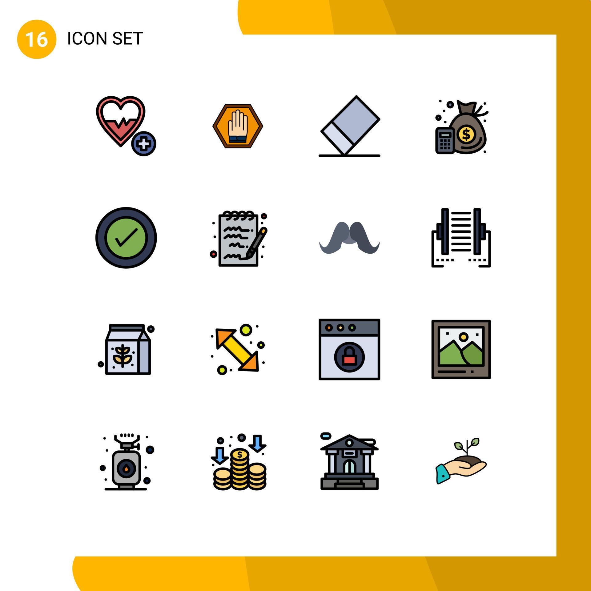 Editable Vector Line Pack of 16 Simple Flat Color Filled Lines of ...