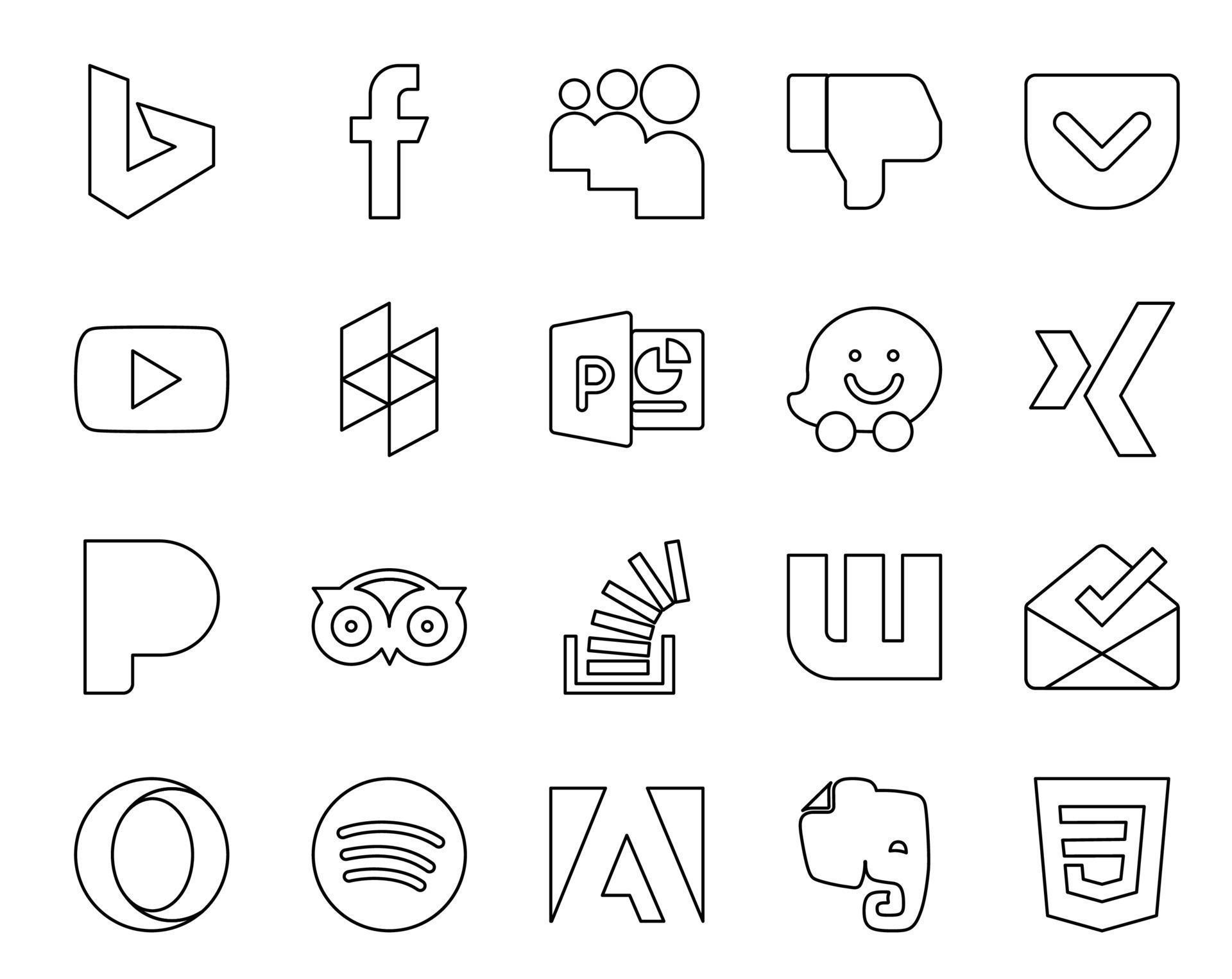 20 Social Media Icon Pack Including Overflow Question Powerpoint Stockoverflow Tripadvisor