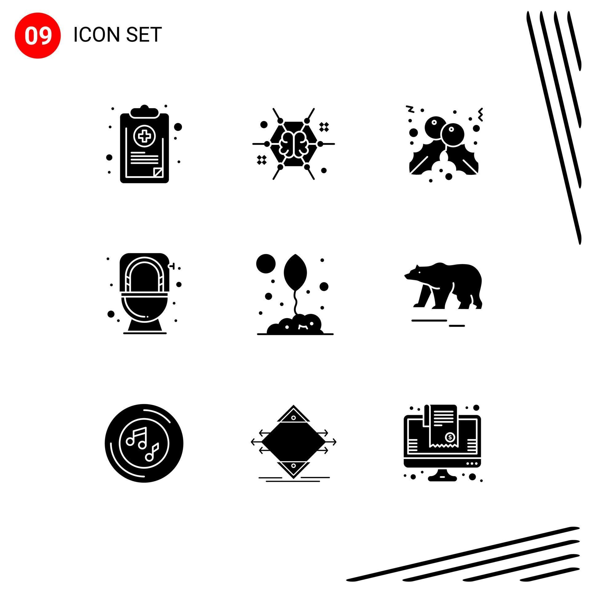 User Interface Pack Of 9 Basic Solid Glyphs Of Agriculture Flush Brainstorming Commode Holly