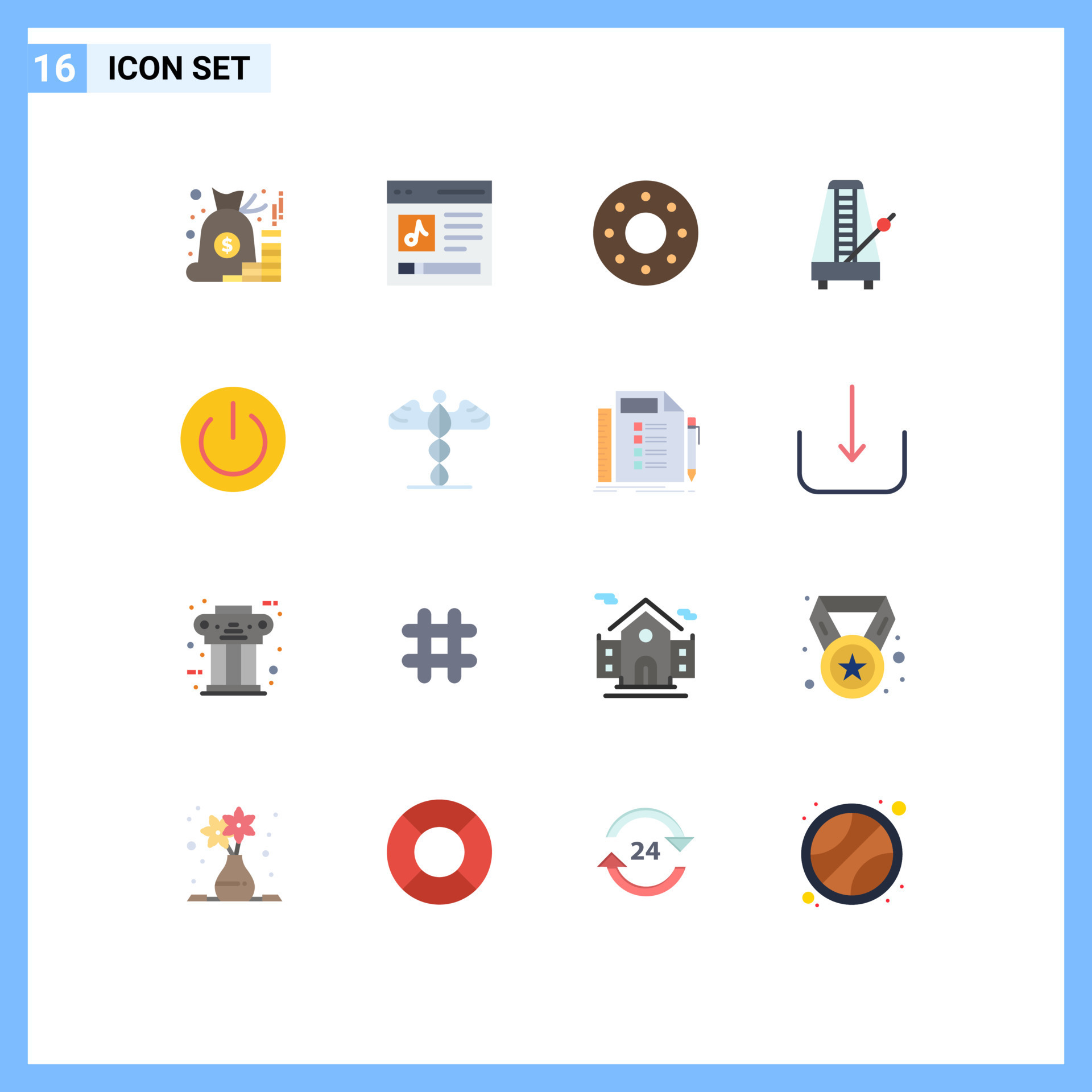 16 Creative Icons Modern Signs and Symbols of sound metronome music ...