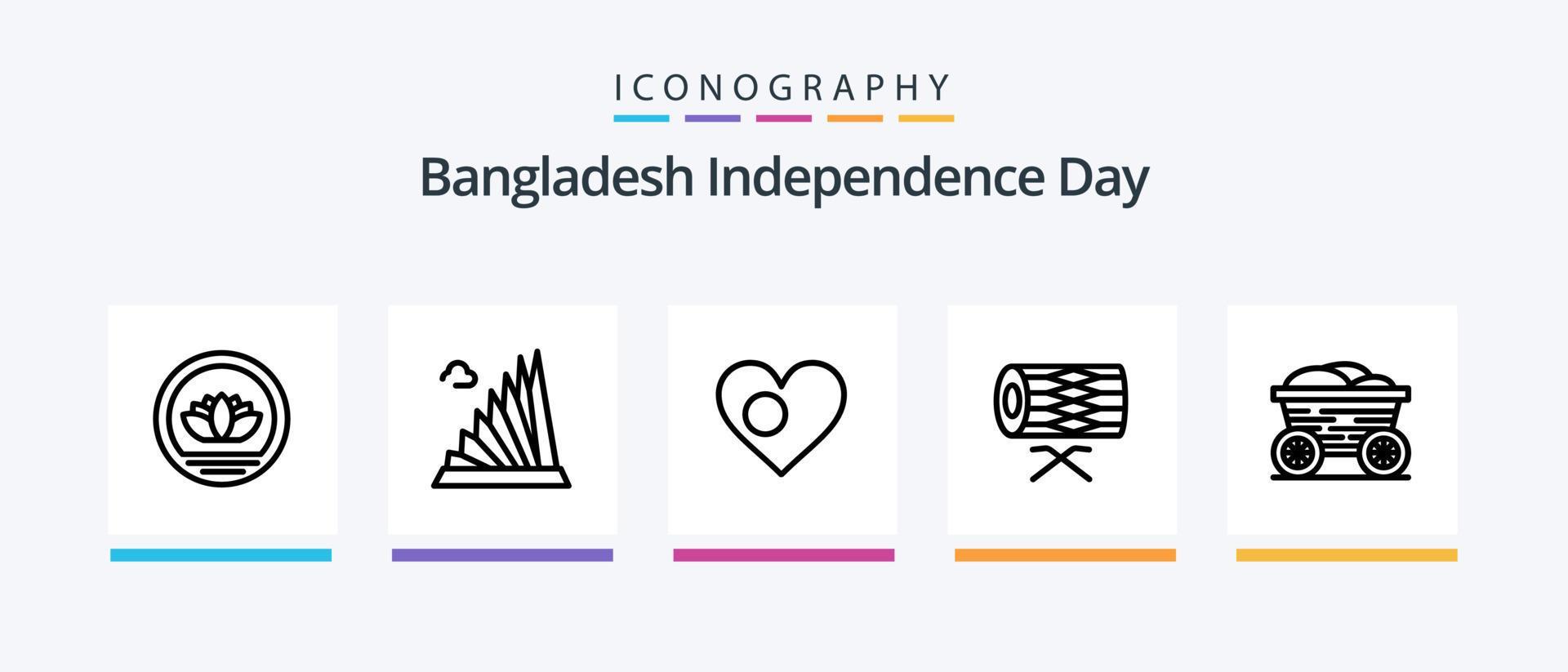 Bangladesh Independence Day Line 5 Icon Pack Including map. business ...