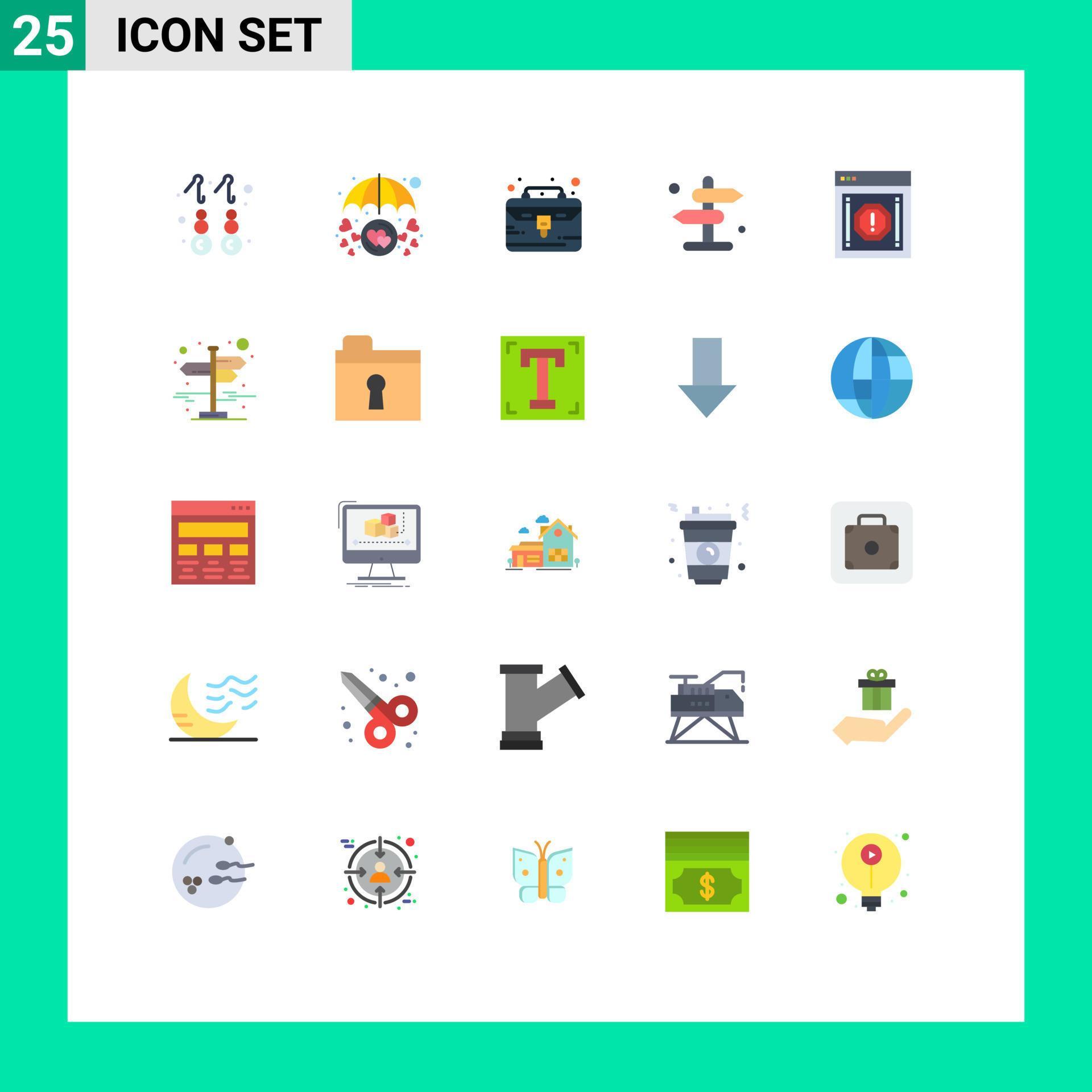 25 Thematic Vector Flat Colors And Editable Symbols Of Alert Navigation