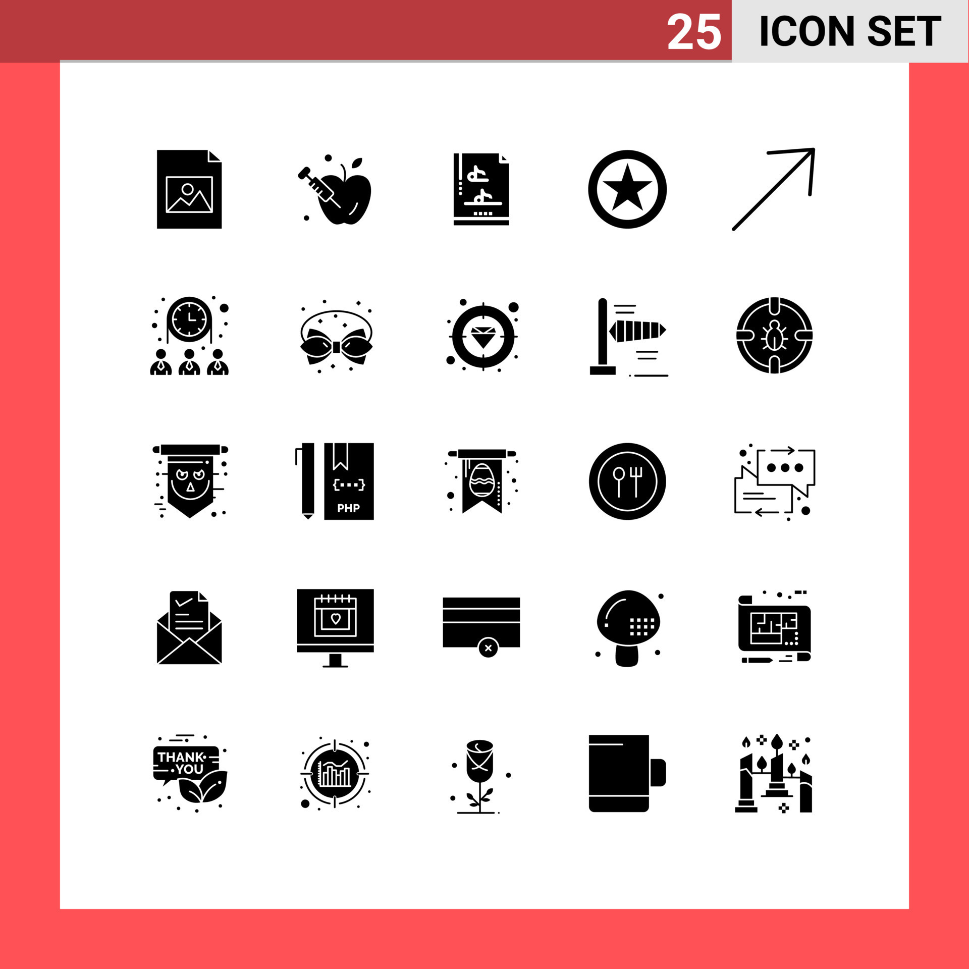 Stock Vector Icon Pack of 25 Line Signs and Symbols for group right ...