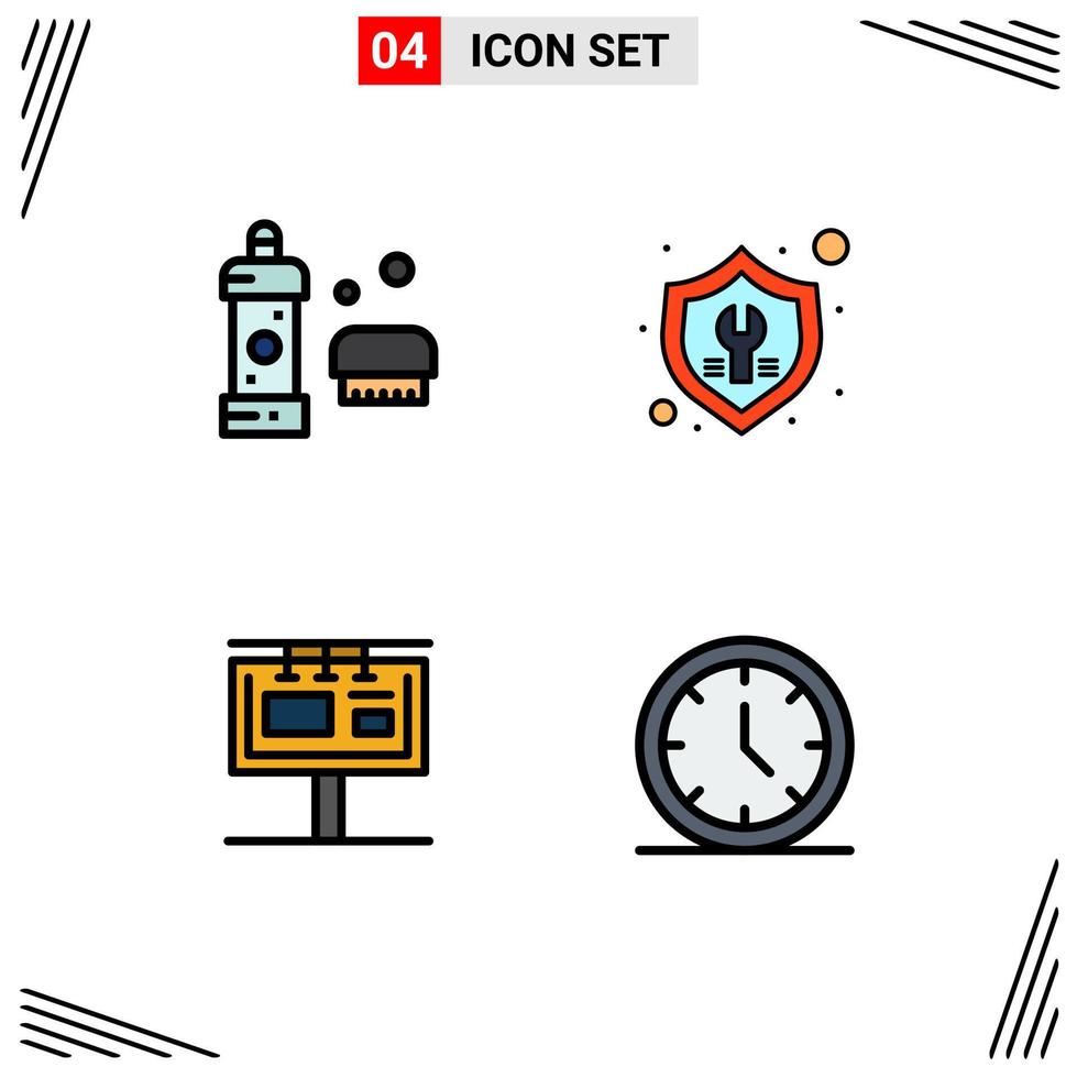 Modern Set Of 4 Filledline Flat Colors And Symbols Such As Bath Insurance Detergent Settings
