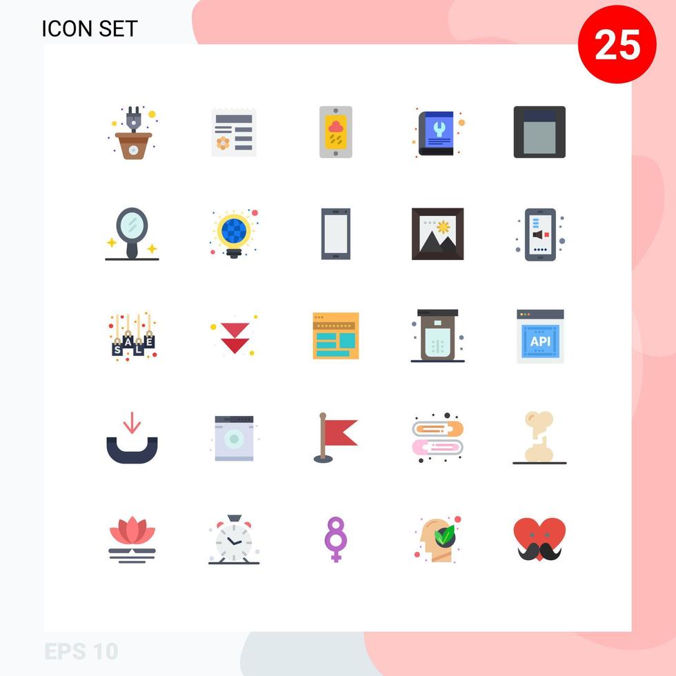 Mobile Interface Flat Color Set Of 25 Pictograms Of Tool Repair Document Manual Rainy Editable