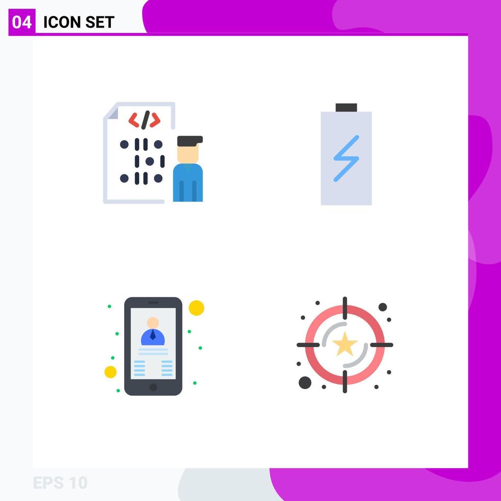 Set of 4 Commercial Flat Icons pack for coding electricity programmer ...
