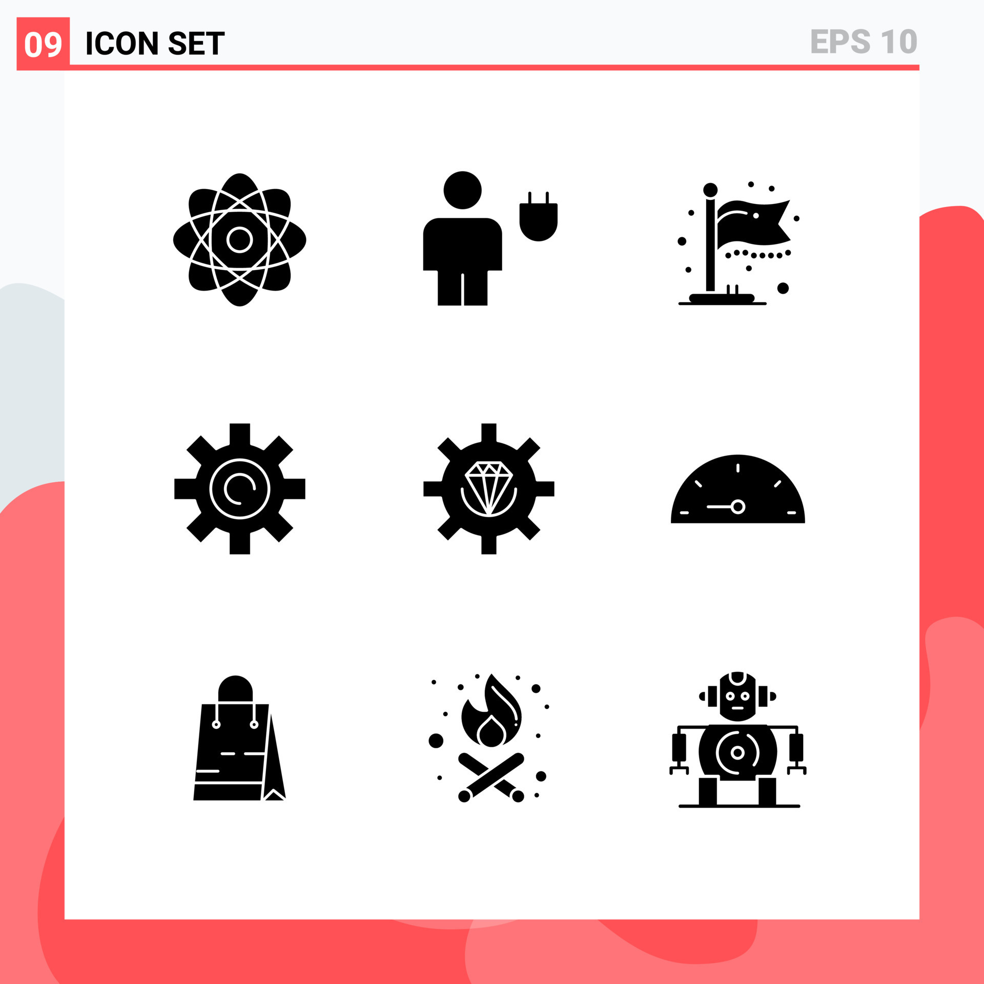 9 Universal Solid Glyph Signs Symbols of development coding finish user ...