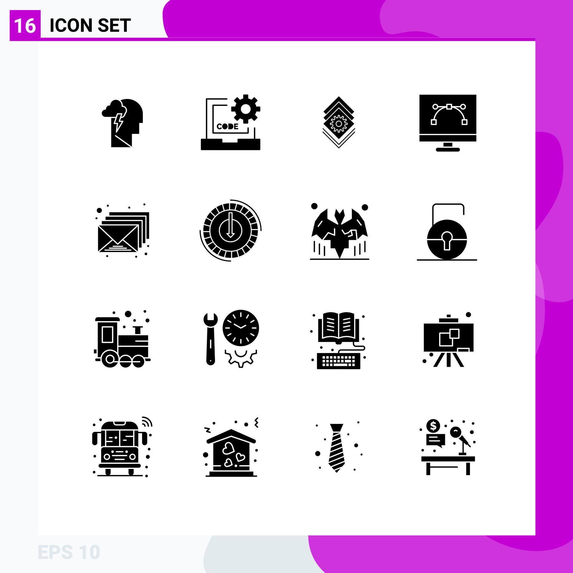 16 Universal Solid Glyph Signs Symbols of pen tool development ...