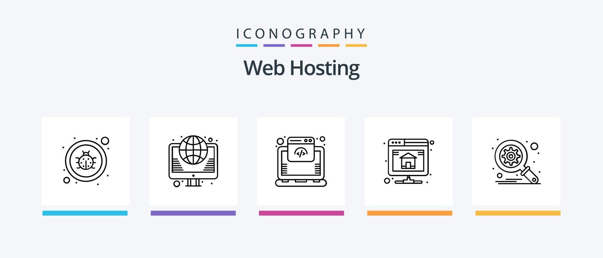 Web Hosting Line 5 Icon Pack Including Statistic Graph Server Hosting Analysis Seo Creative
