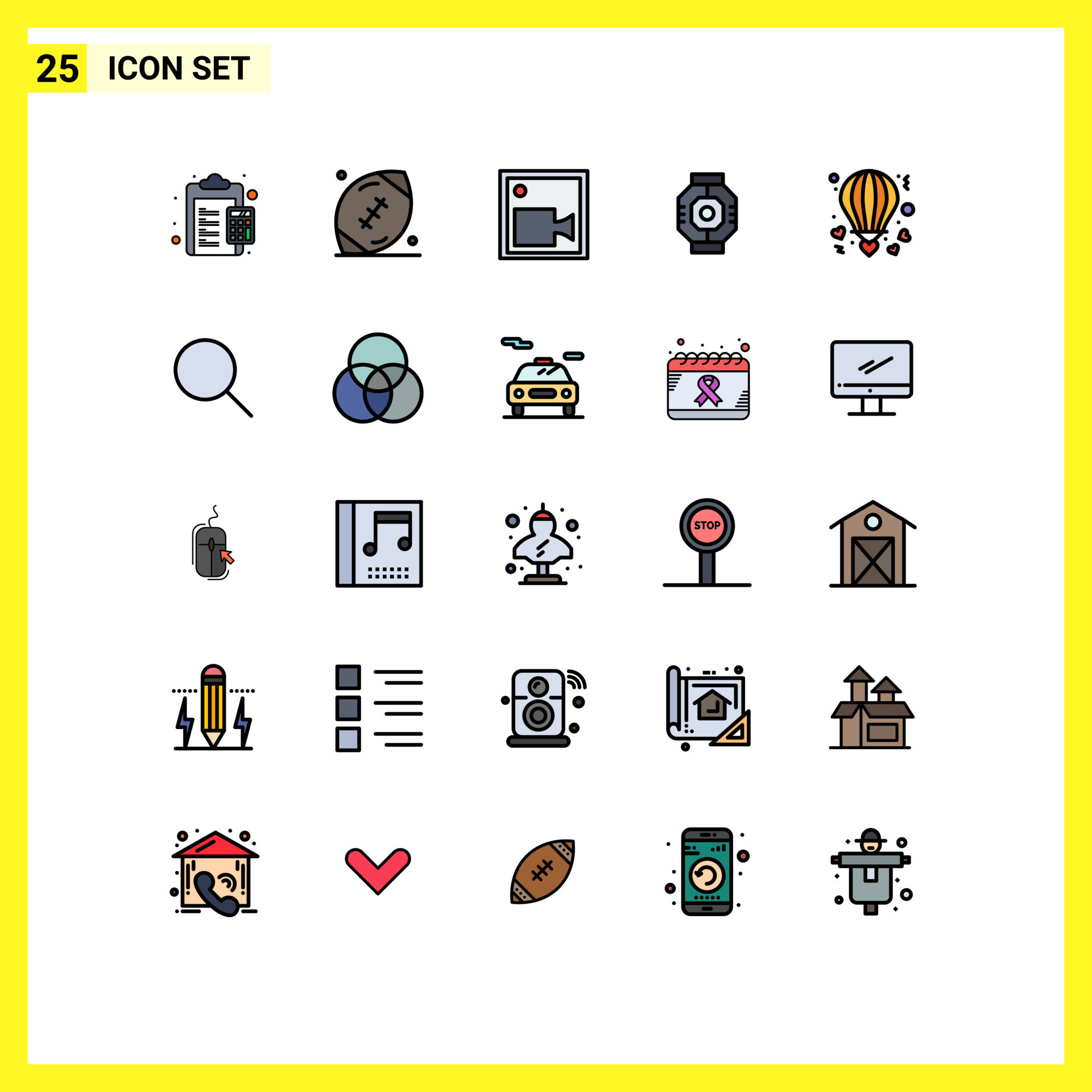 Set Of 25 Modern Ui Icons Symbols Signs For Module Capsule Game Airlock