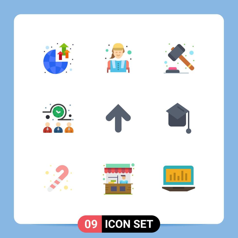 9 Universal Flat Colors Set For Web And Mobile Applications Arrow Workers Auction Time Meeting