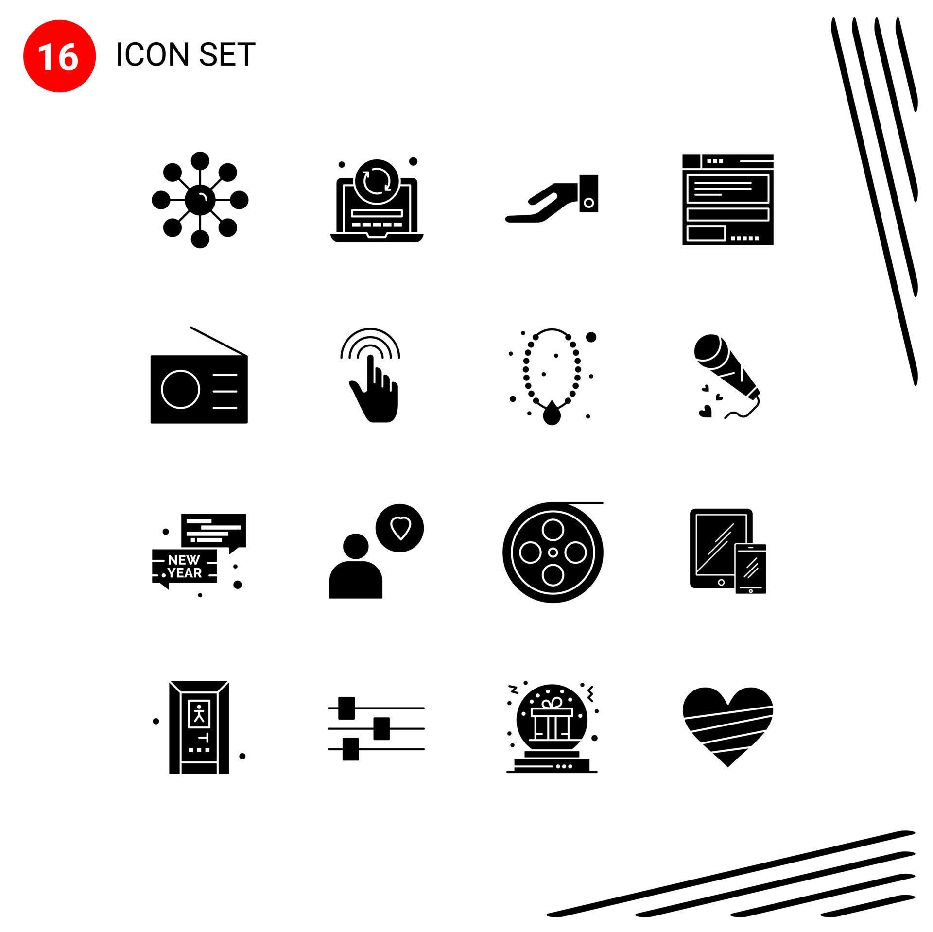 16 Thematic Vector Solid Glyphs And Editable Symbols Of Gadgets Code Coding Computing File