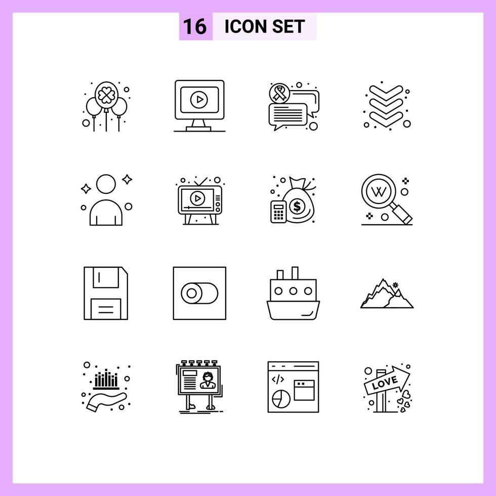 Stock Vector Icon Pack of 16 Line Signs and Symbols for ad man chat ...
