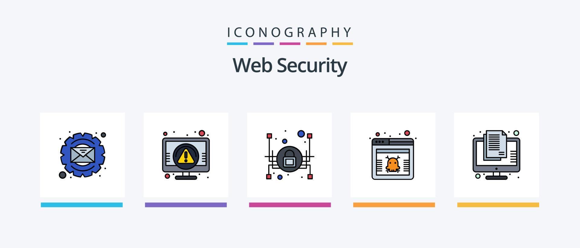 Web Security Line Filled 5 Icon Pack Including Ok Check Hacker Authentication Security